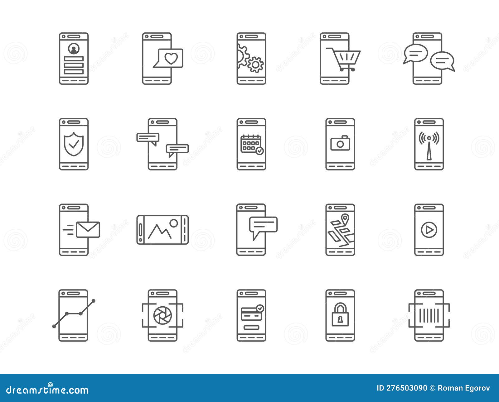 Mobile UI Line Icon Set Of 4 Modern Pictograms Of Appointment, Location ...