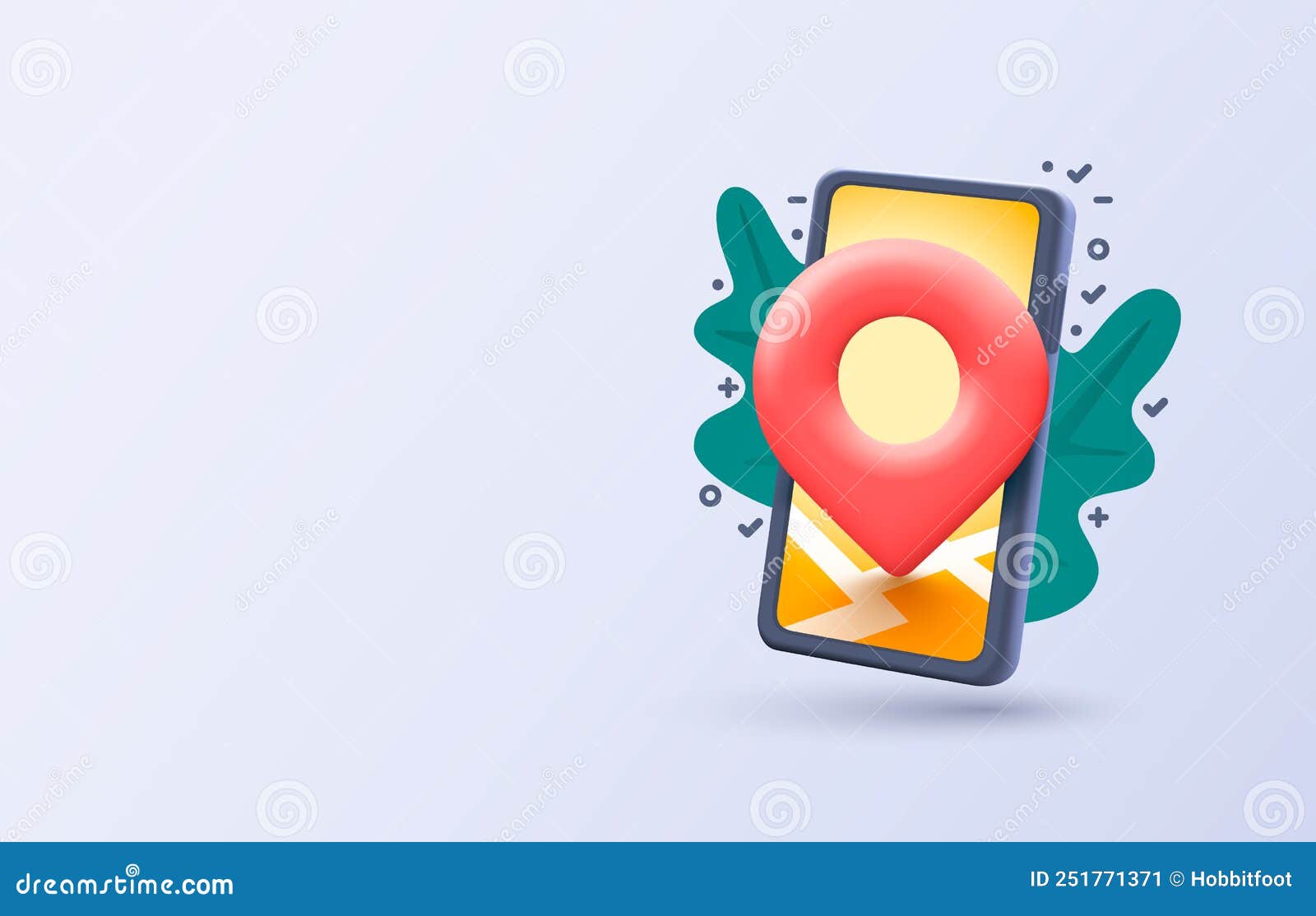 Mobile Location Service, Smartphone Route Screen, Technology Display ...