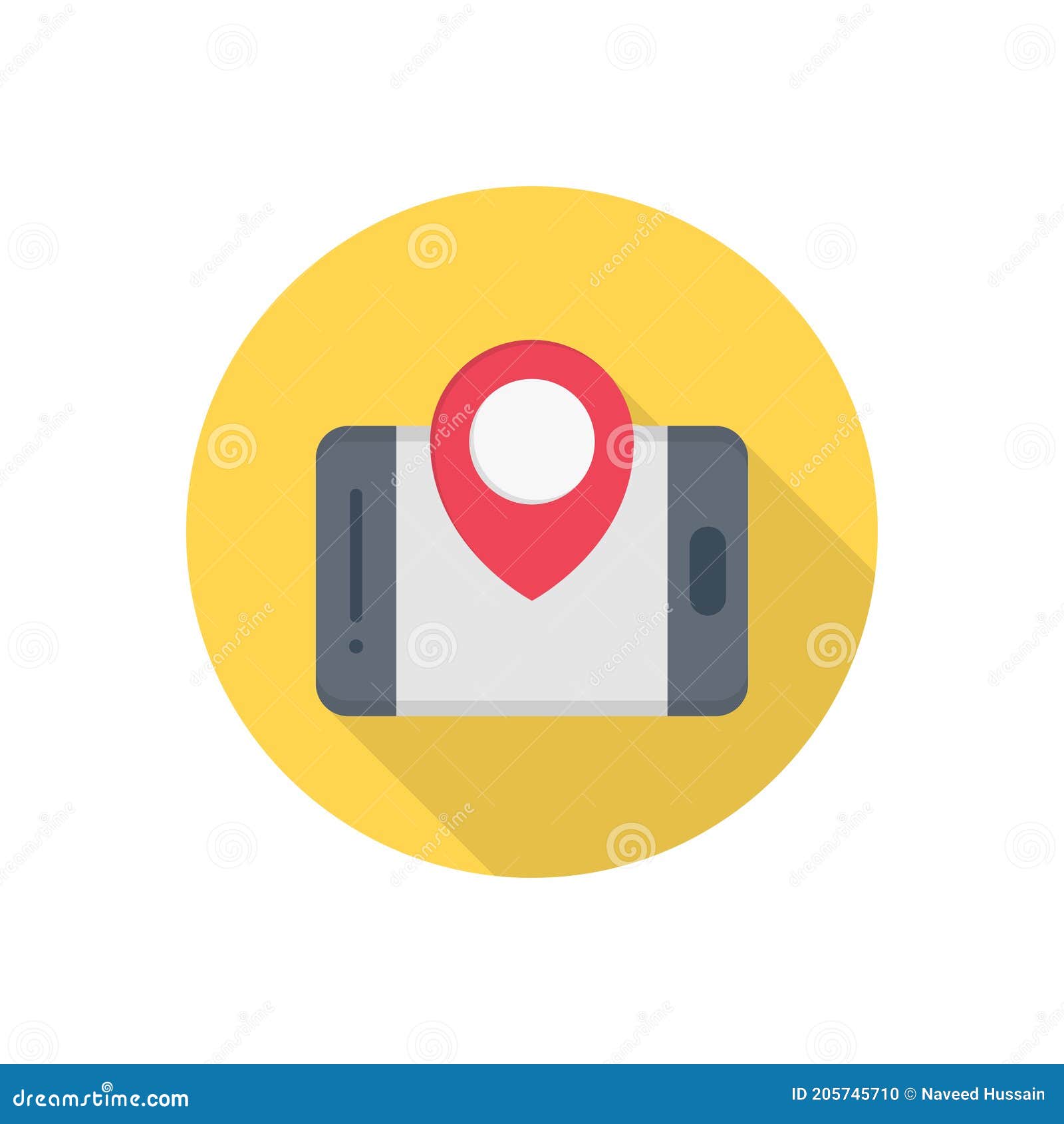 Mobile Location Vector Flat Colour Icon Stock Vector - Illustration of ...