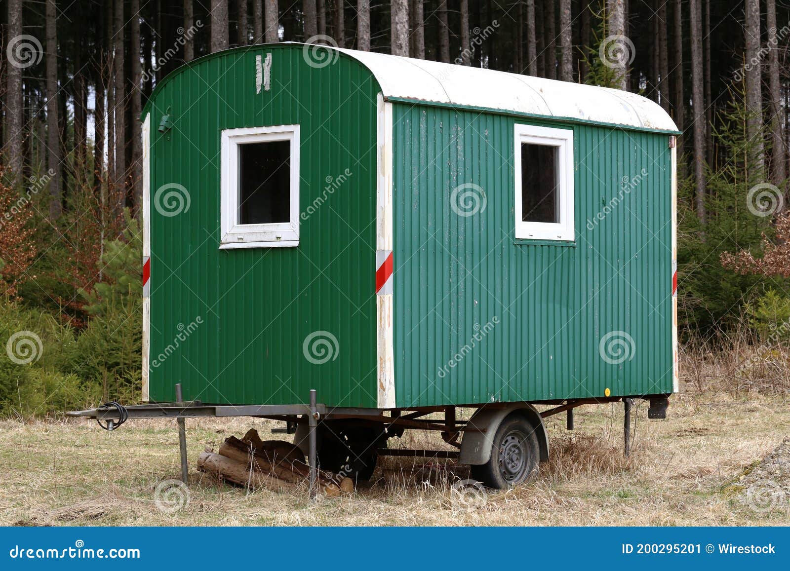 Mobile Logger Hut Stands in the Forest Stock Image - Image of small ...