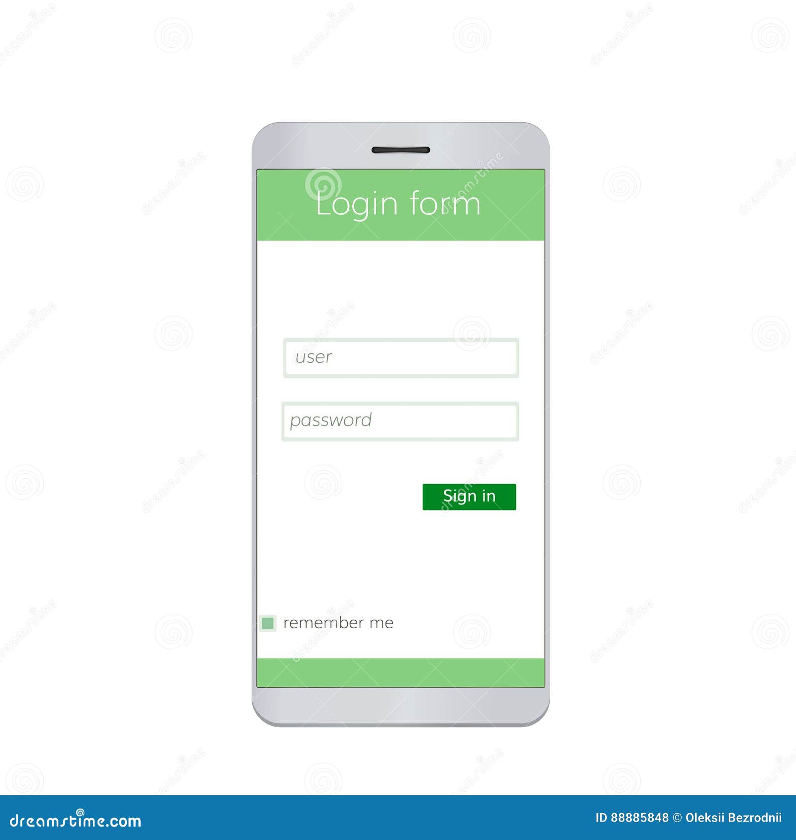 Mobile login form stock vector. Illustration of button - 88885848