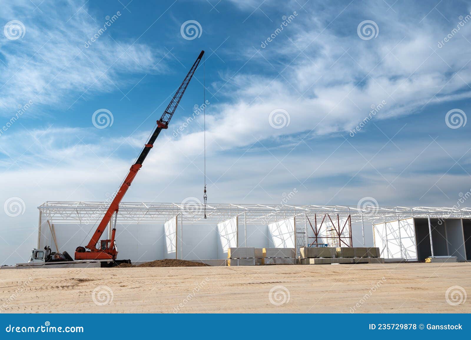 Mobile machine crane stock photo. Image of assembly - 235729878