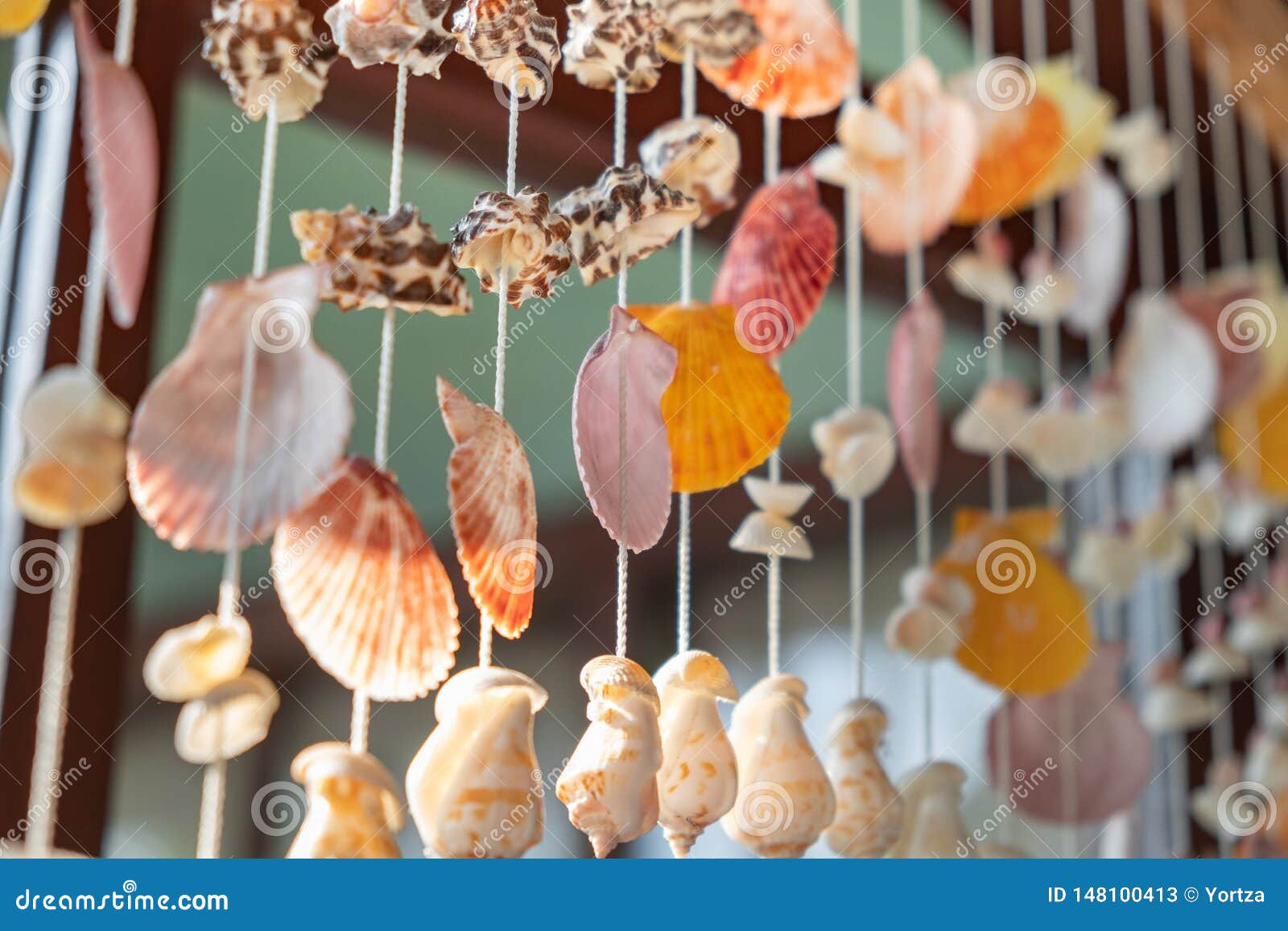 Mobile Made from Shells Hanging Stock Image - Image of backdrop, mobile ...