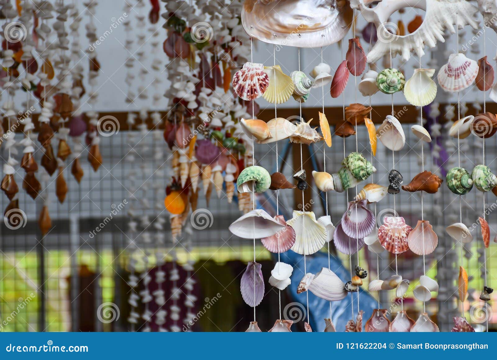 Mobile Made from Shells at Samut Songkhram. Stock Photo - Image of hang ...