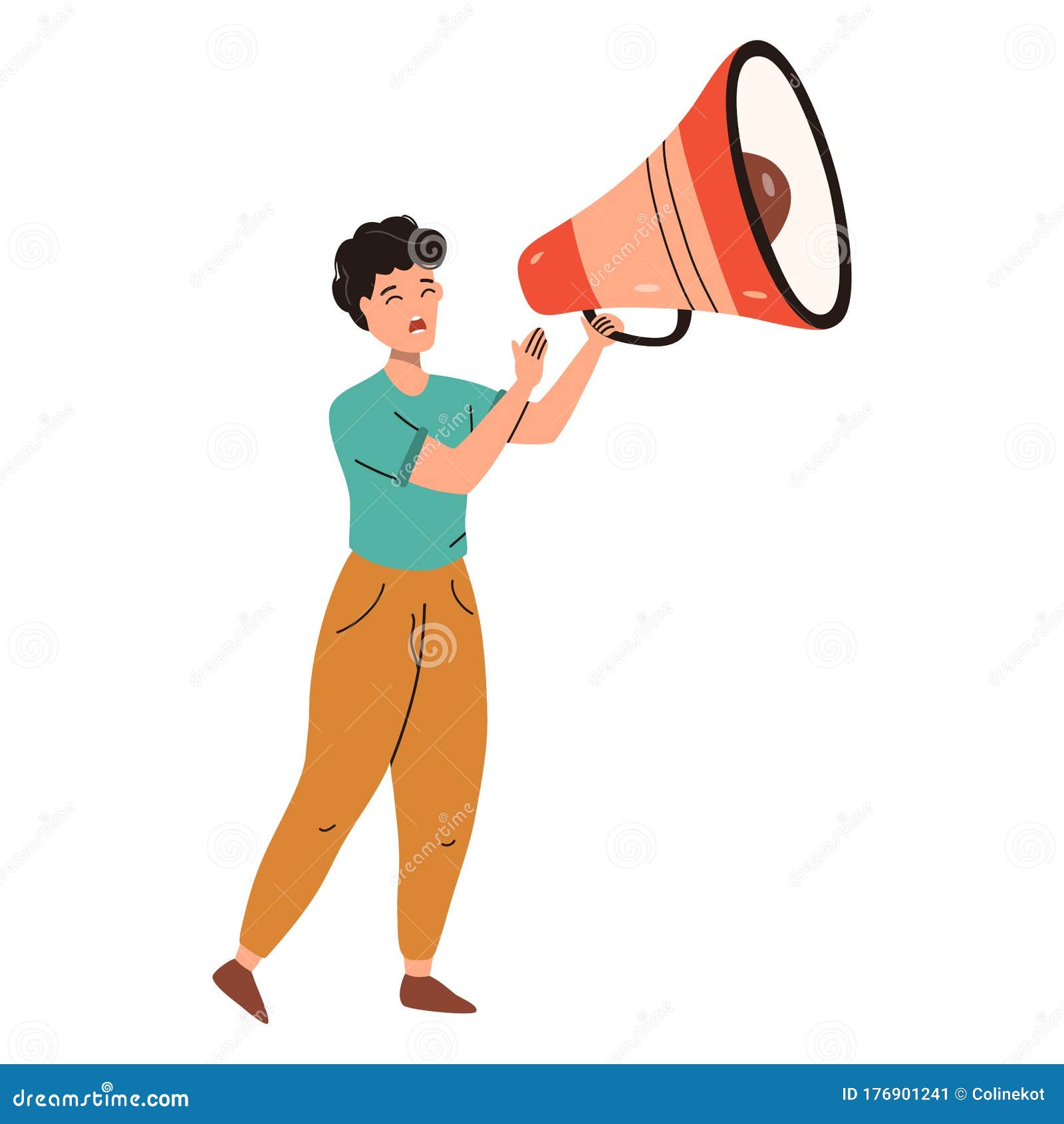Man Shouting in Loudspeaker. Stock Vector - Illustration of message ...
