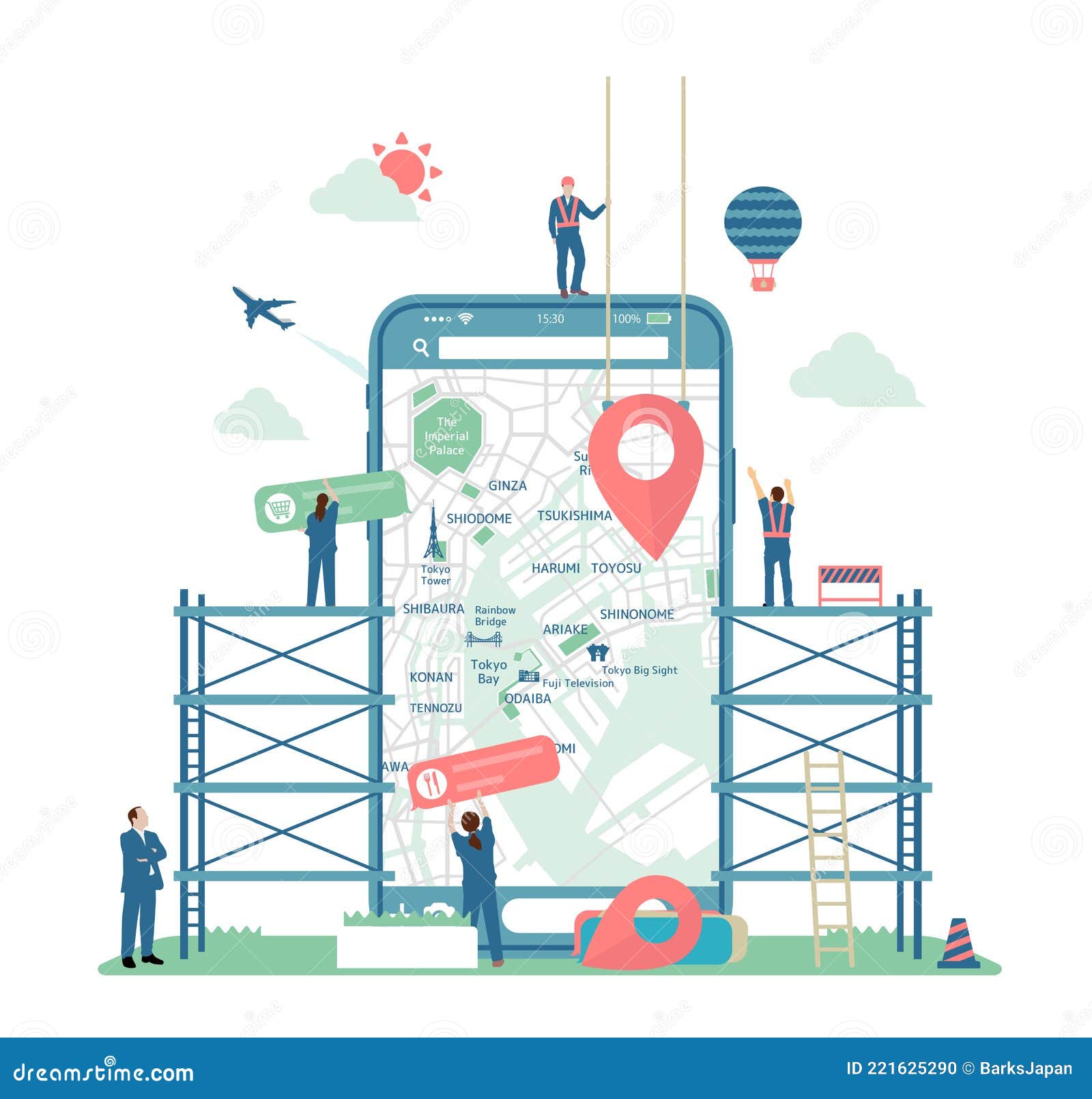 Mobile Map Apps Concept Vector Illustration Stock Vector - Illustration ...