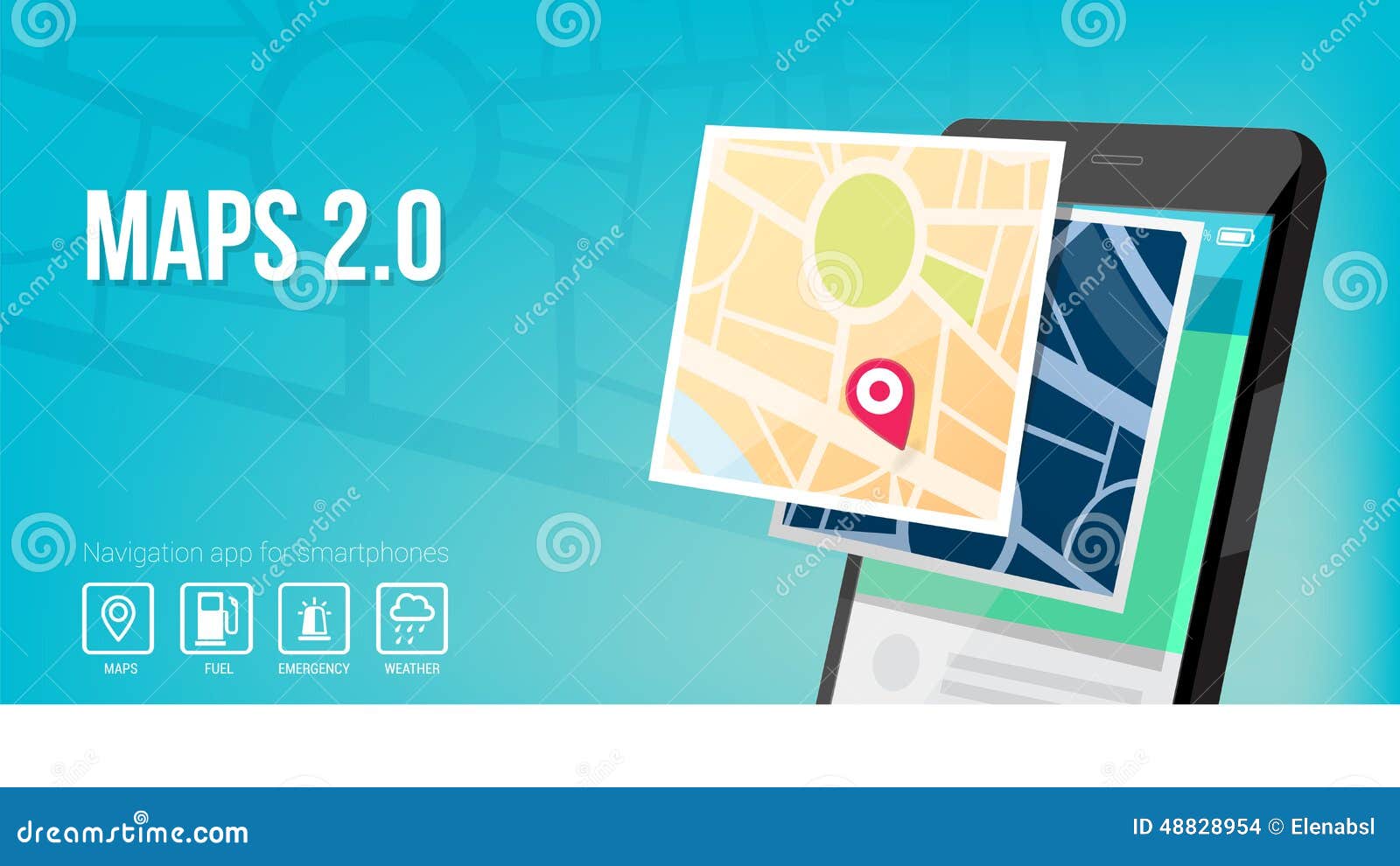 Mobile maps stock vector. Illustration of navigation - 48828954