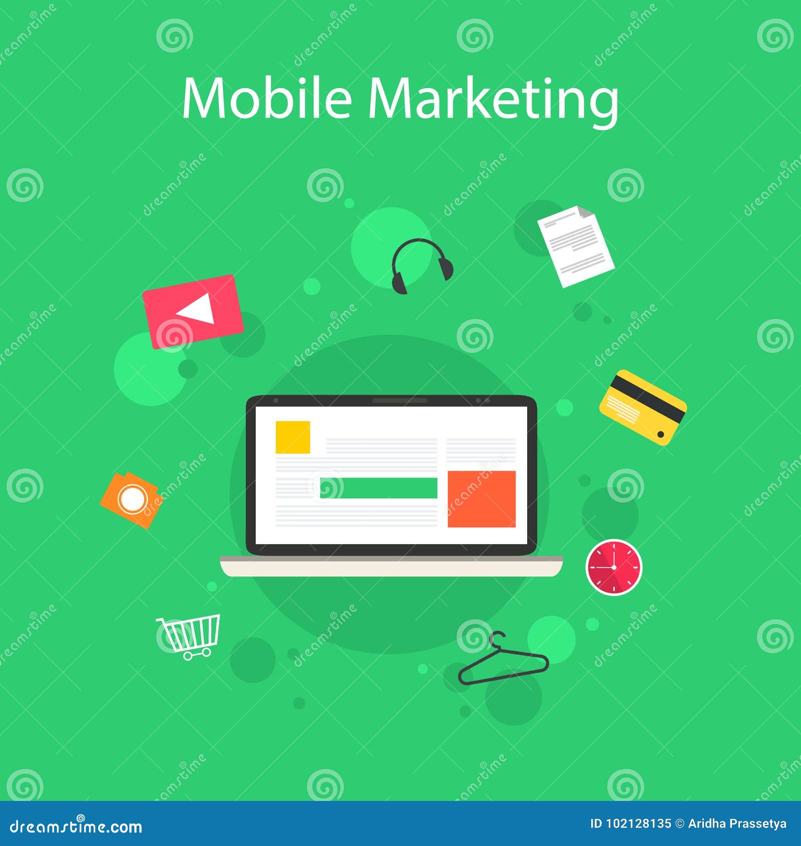 Mobile Marketing Flat Design Background Stock Vector - Illustration of ...