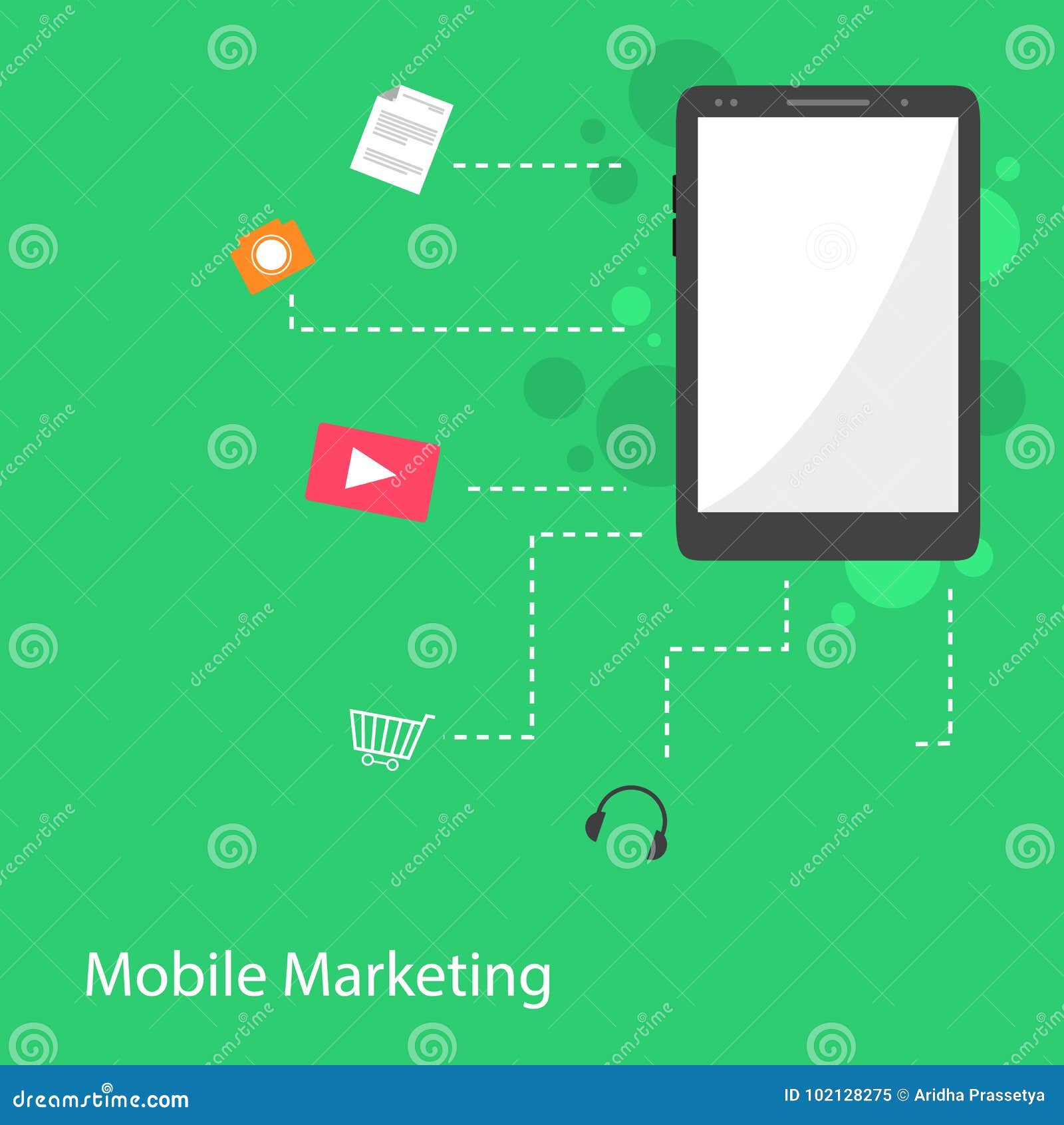 Mobile Marketing Flat Design Background Stock Vector - Illustration of ...