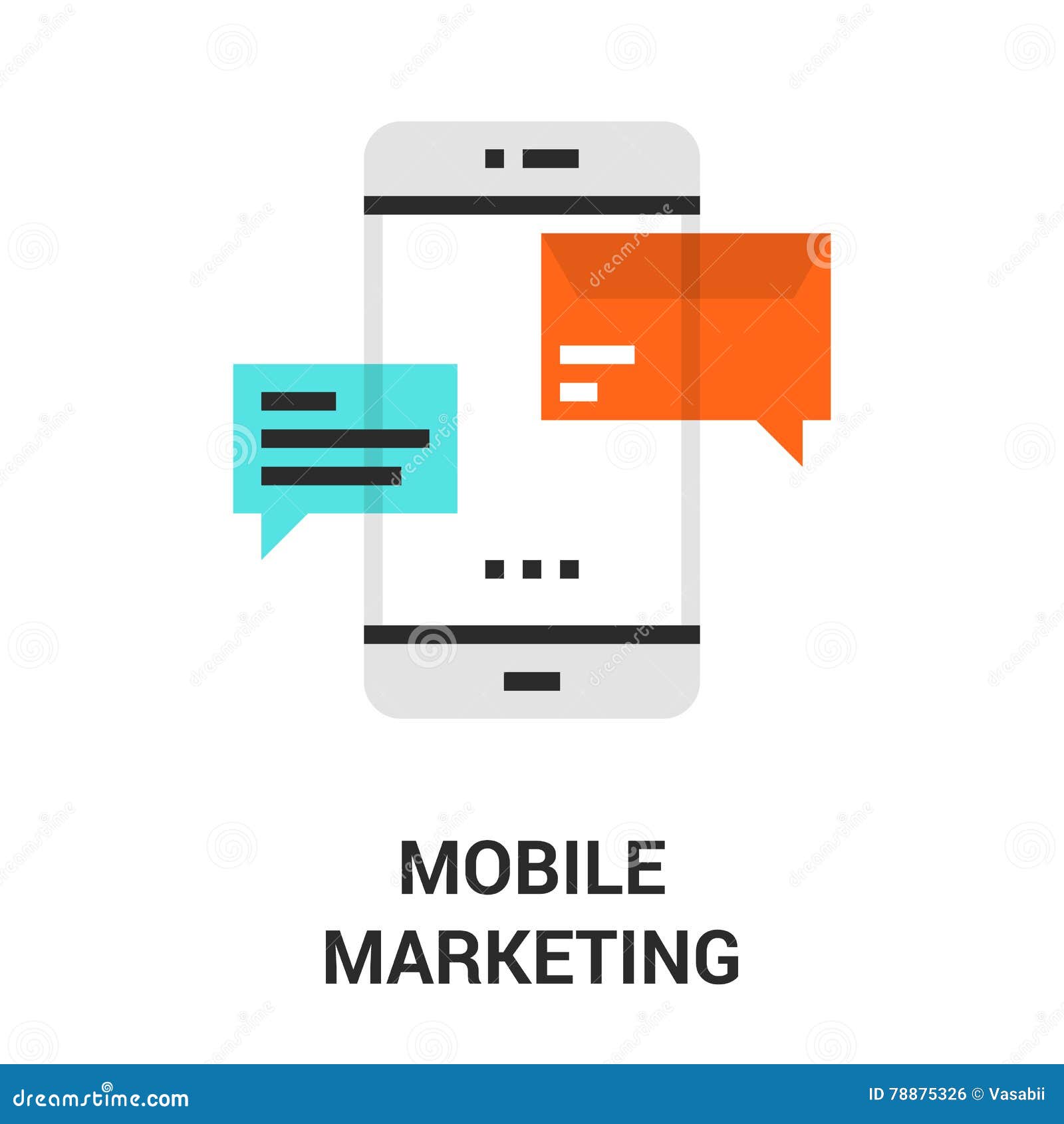 Mobile marketing icon stock vector. Illustration of message - 78875326