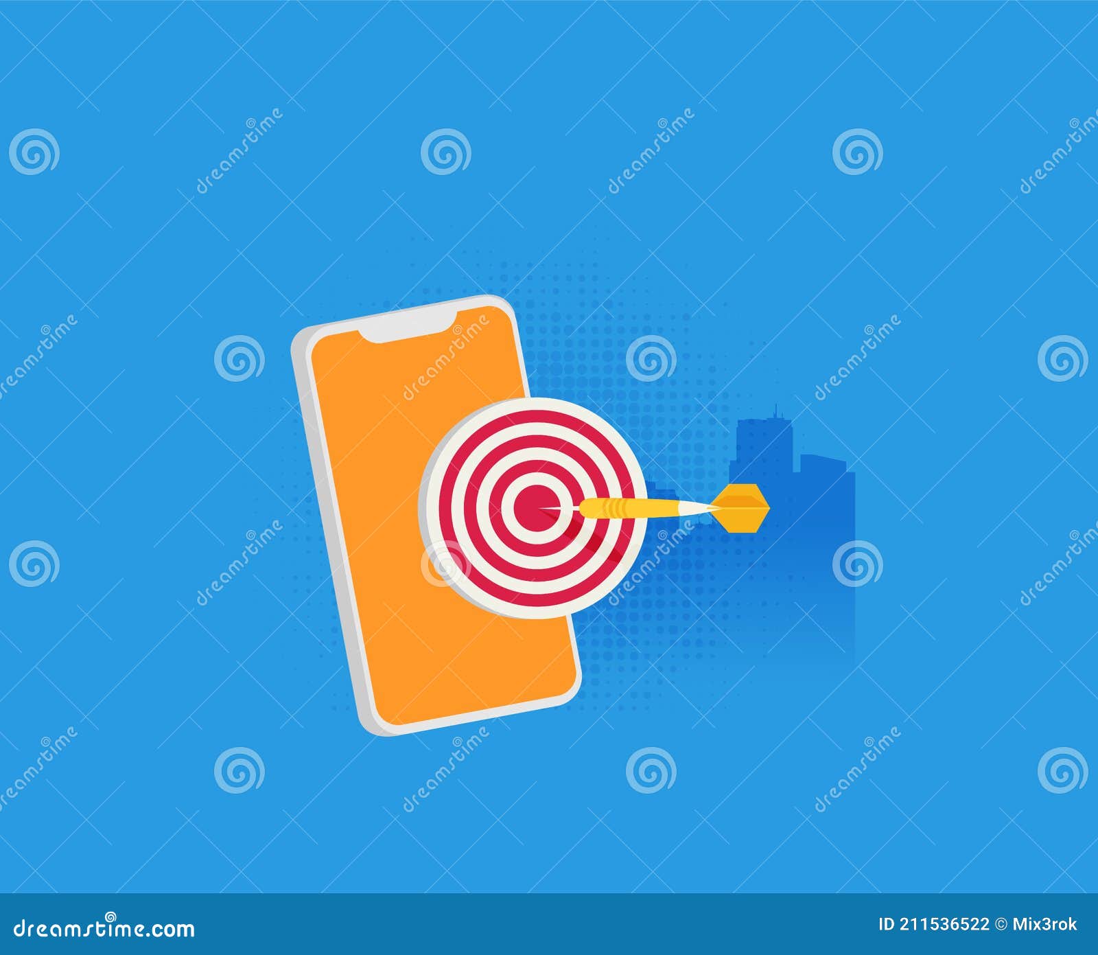 Mobile Marketing and Targeting. Smartphone with Dartboard in the Screen ...