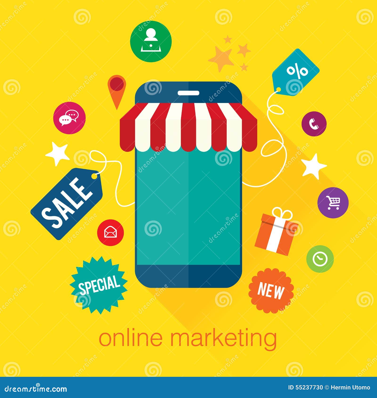 Mobile Marketing stock vector. Illustration of vector - 55237730