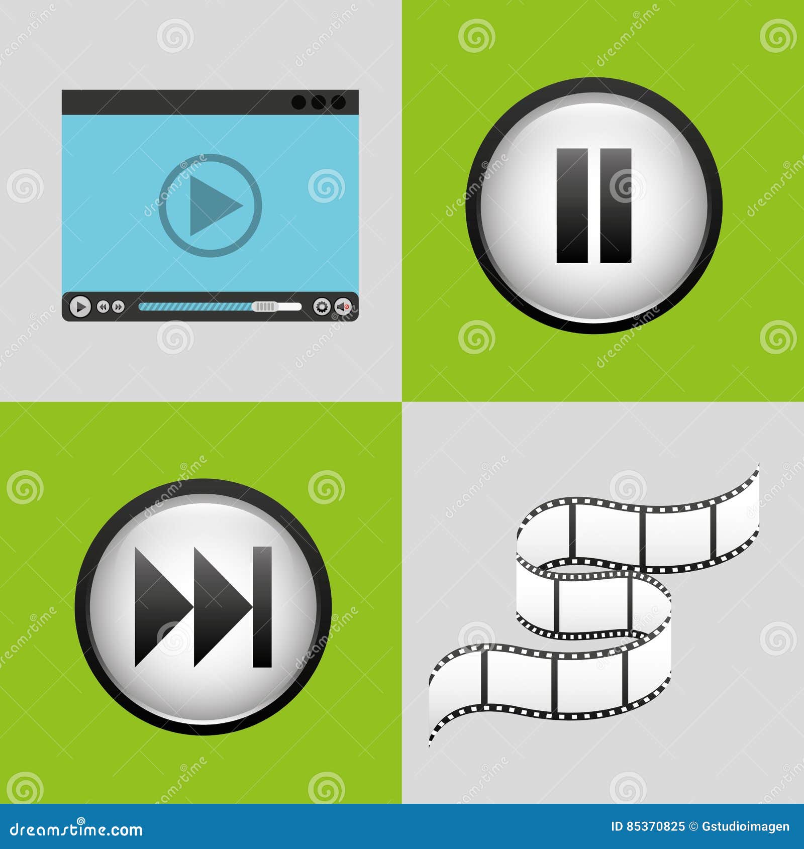 Mobile media player icons stock vector. Illustration of play - 85370825