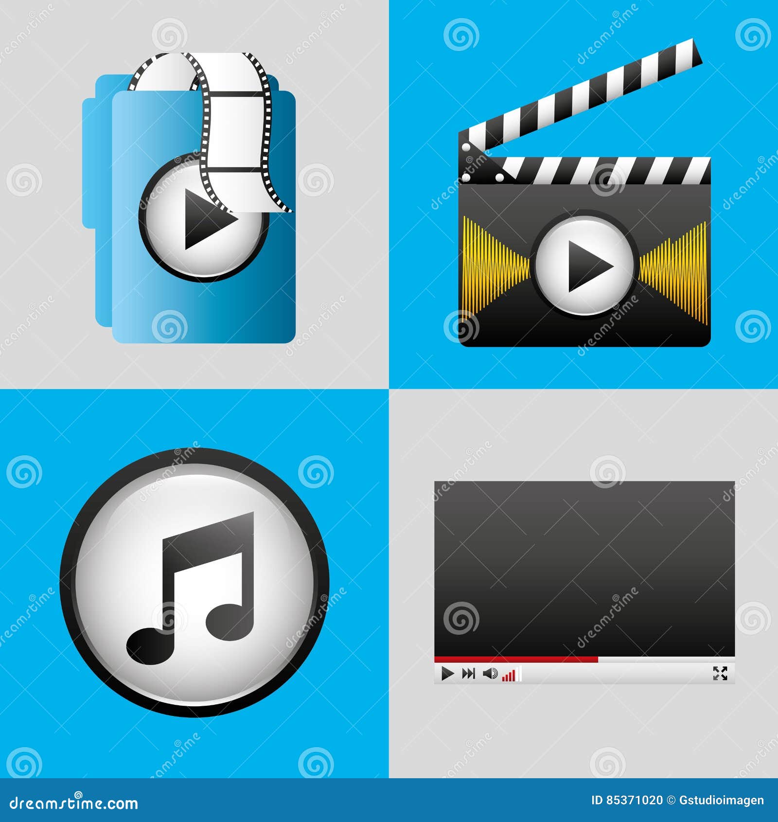 Mobile media player icons stock vector. Illustration of interface ...