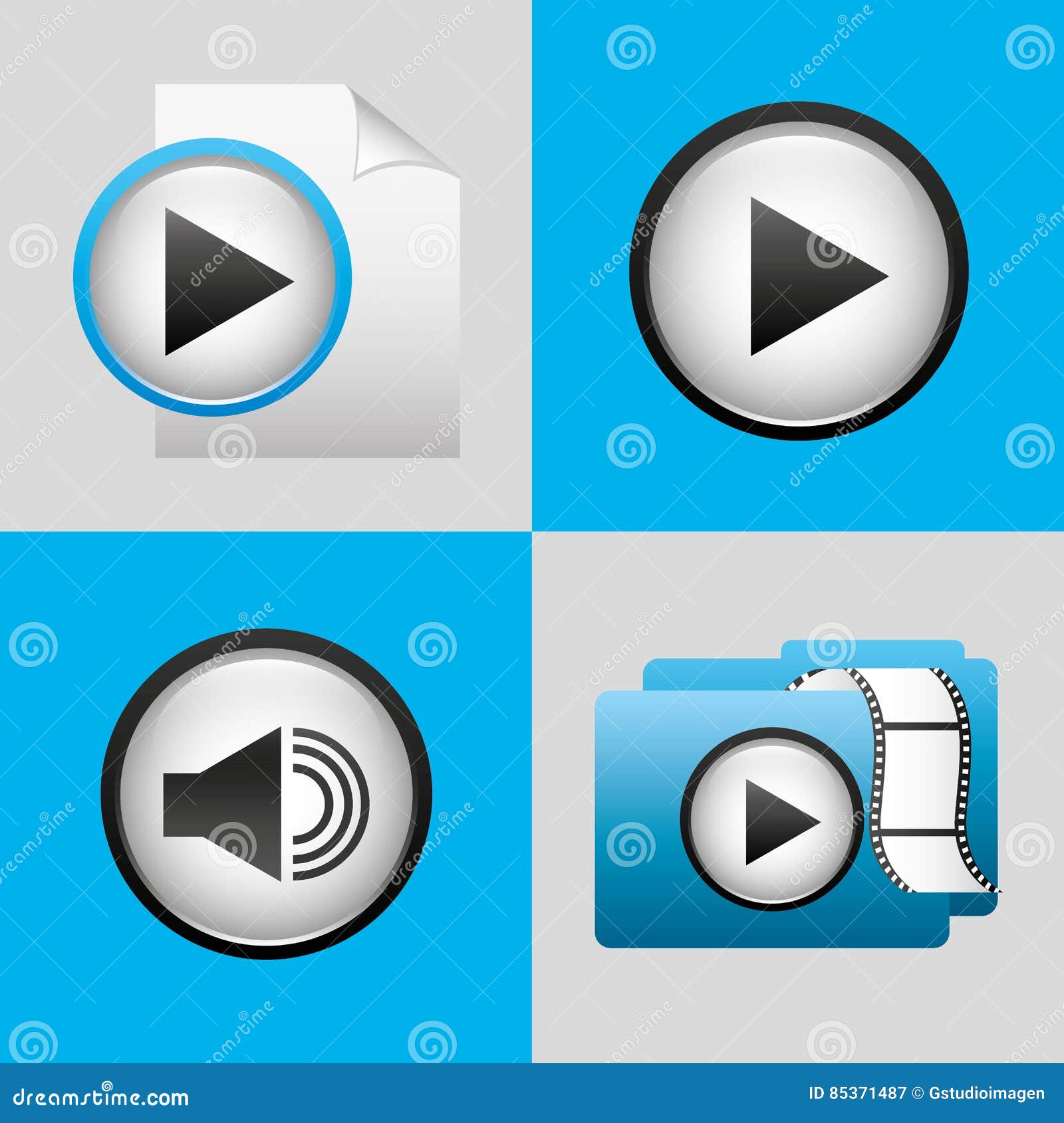 Mobile media player icons stock vector. Illustration of multimedia ...