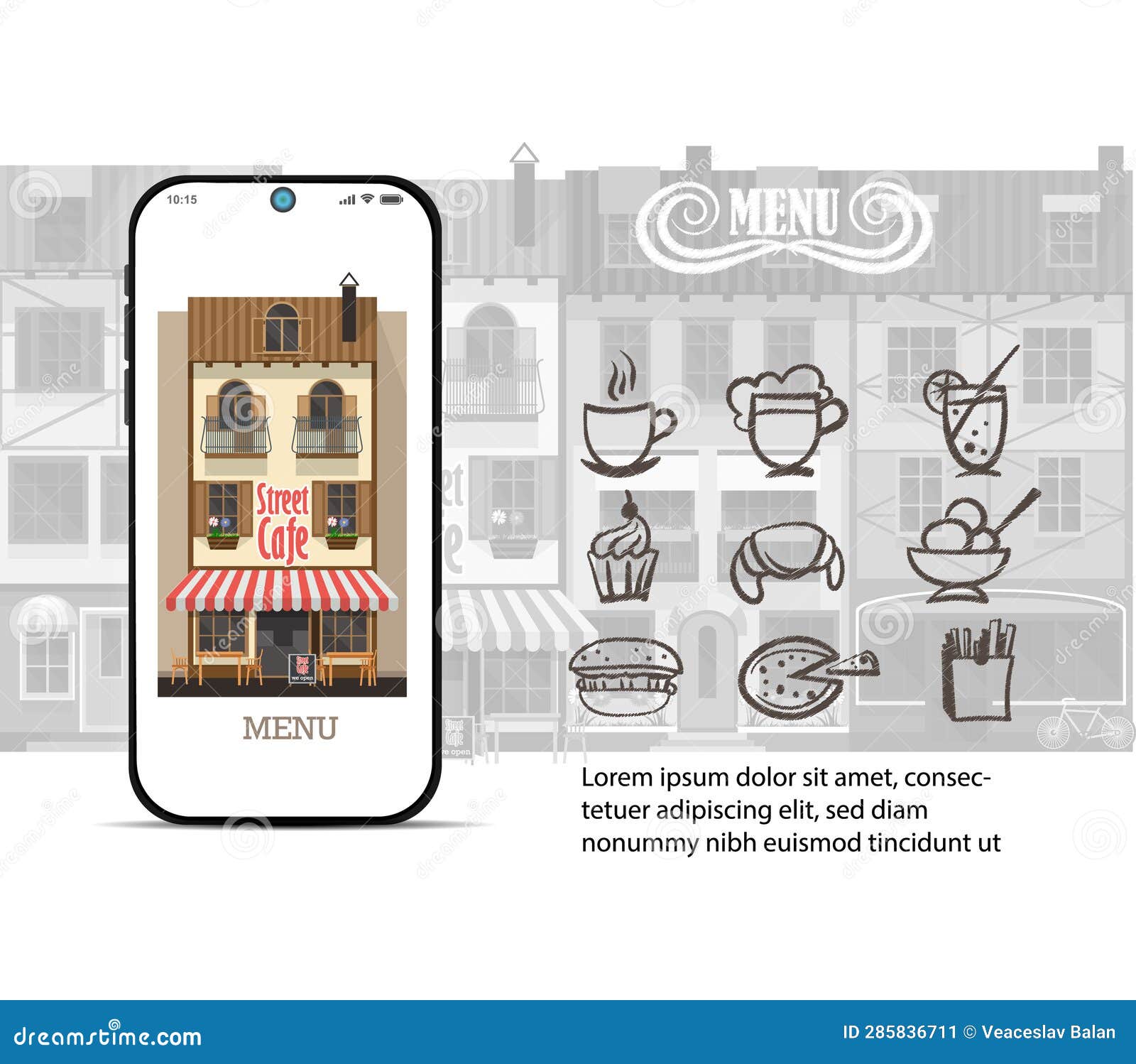 Mobile Menu App for Cafe. Home Page. Stock Vector - Illustration of ...