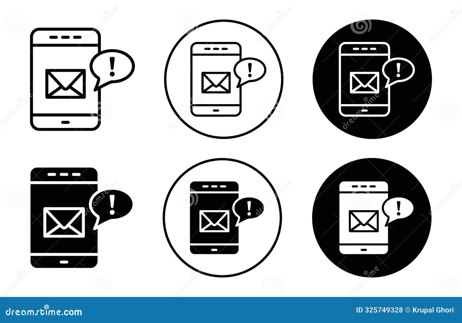 Mobile Message Notification Icon Collection of Outline Thin Line Symbol ...