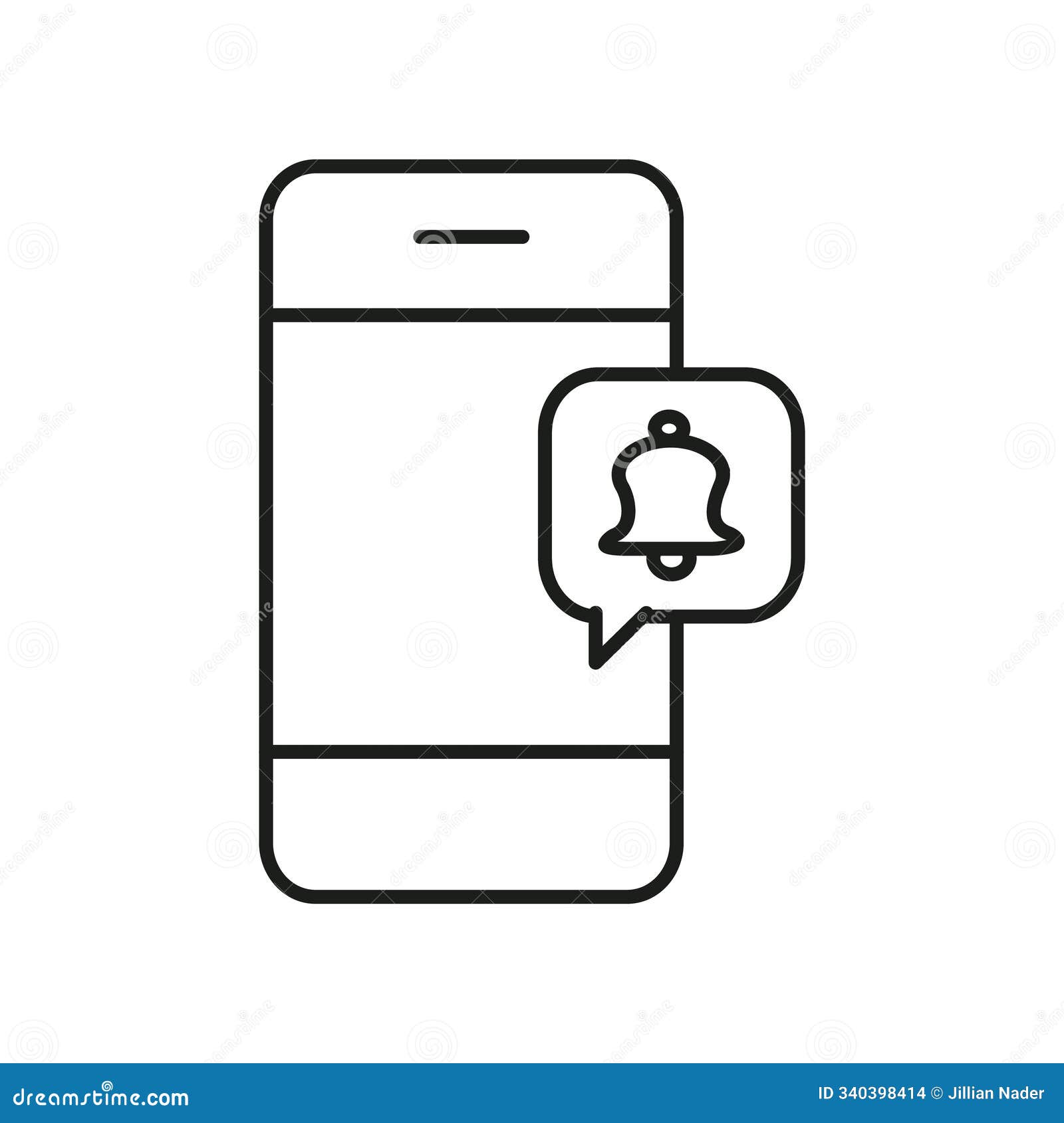 Mobile Message Notification Icon Flat Line Symbol Set Stock ...