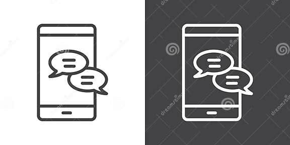 Mobile Message Notification Icon Flat Vector Set Outline Stock ...