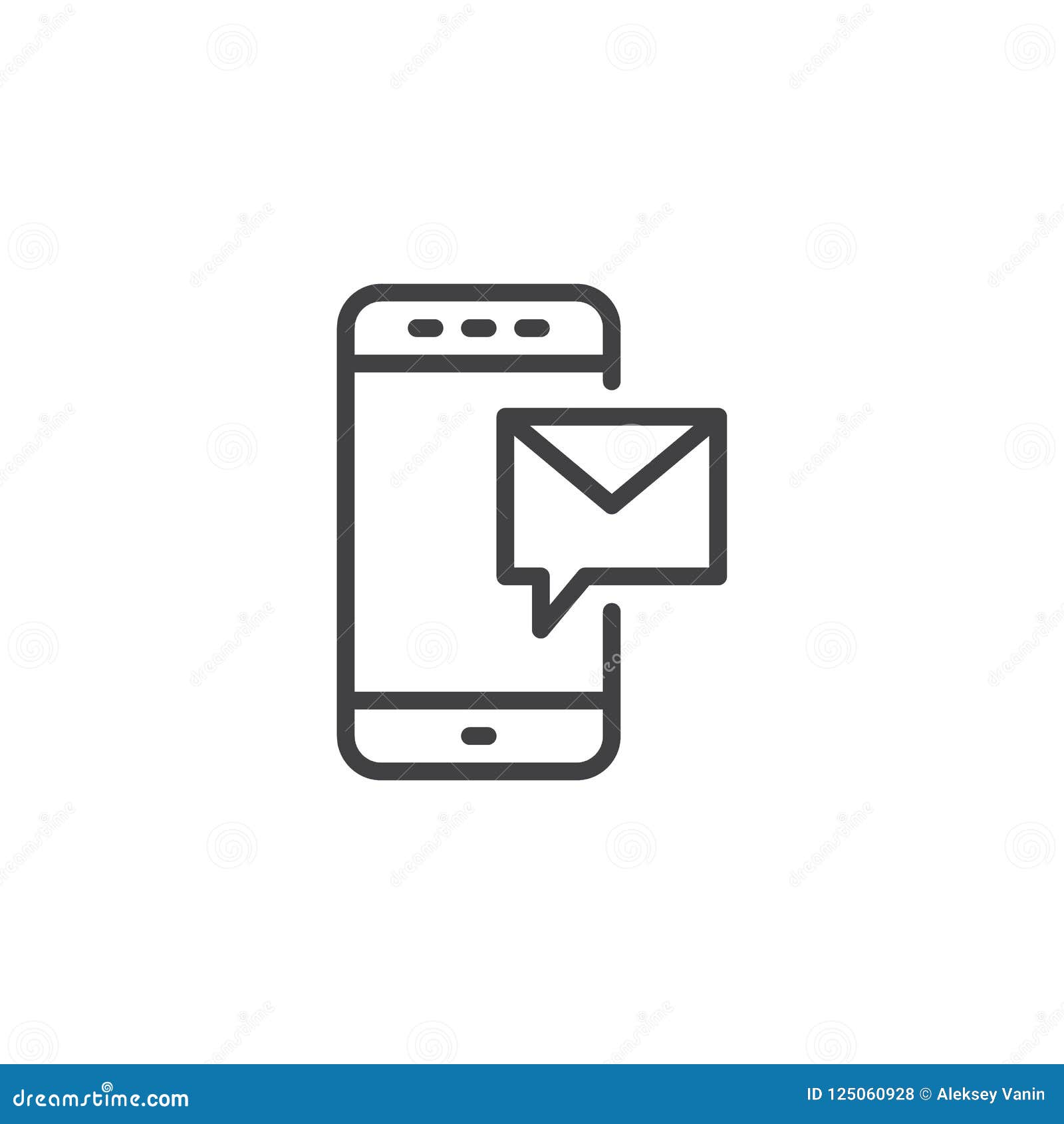 Mobile Message Notification Outline Icon Stock Vector - Illustration of ...