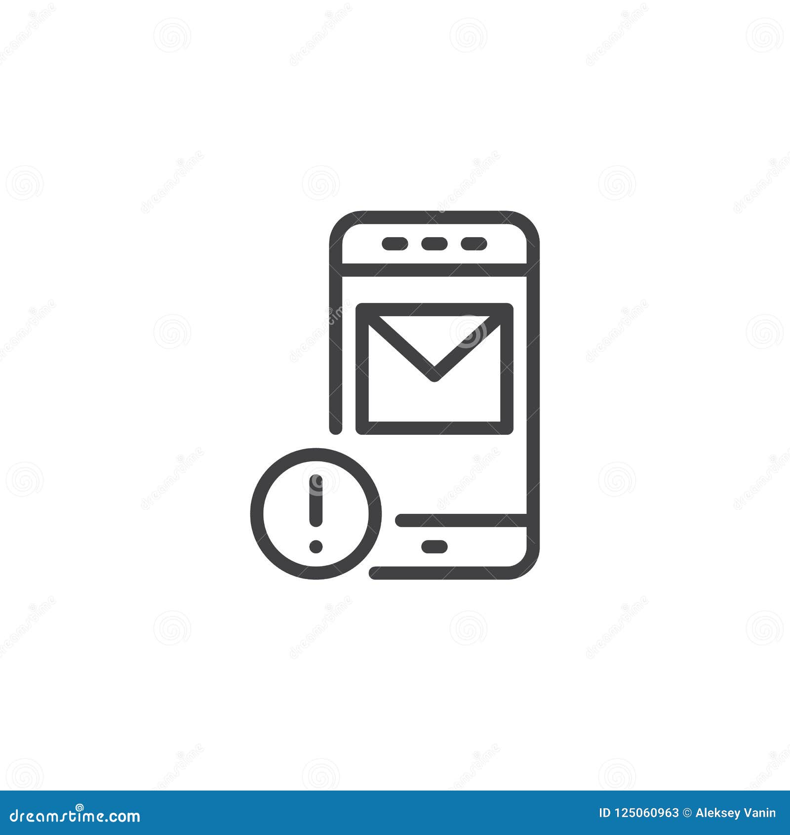 Mobile Message Notification Outline Icon Stock Vector - Illustration of ...