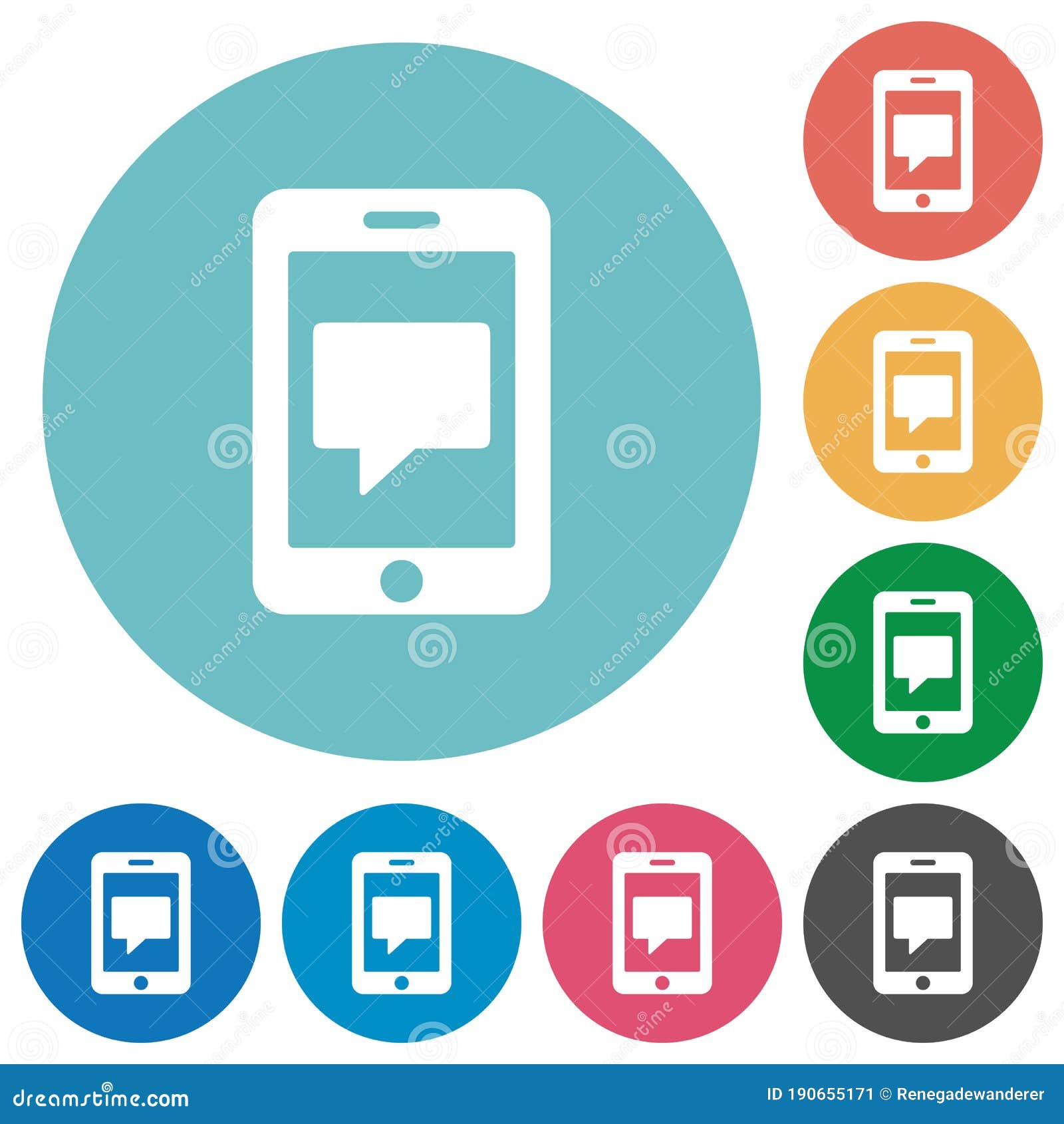 Mobile Messaging Flat Round Icons Stock Vector - Illustration of device ...