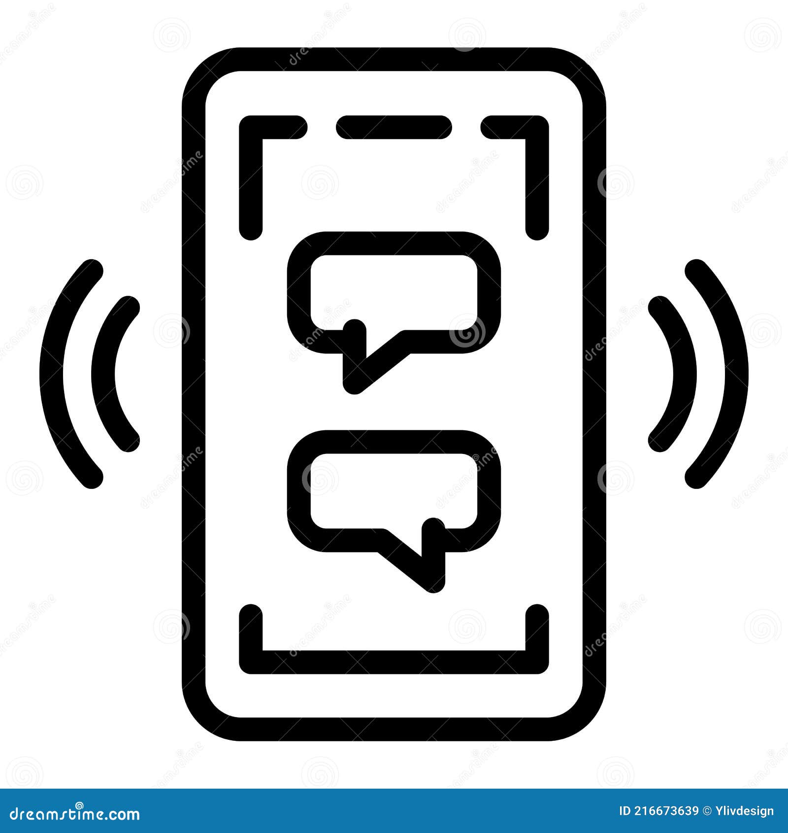 Mobile Messaging Icon, Outline Style Stock Vector - Illustration of ...