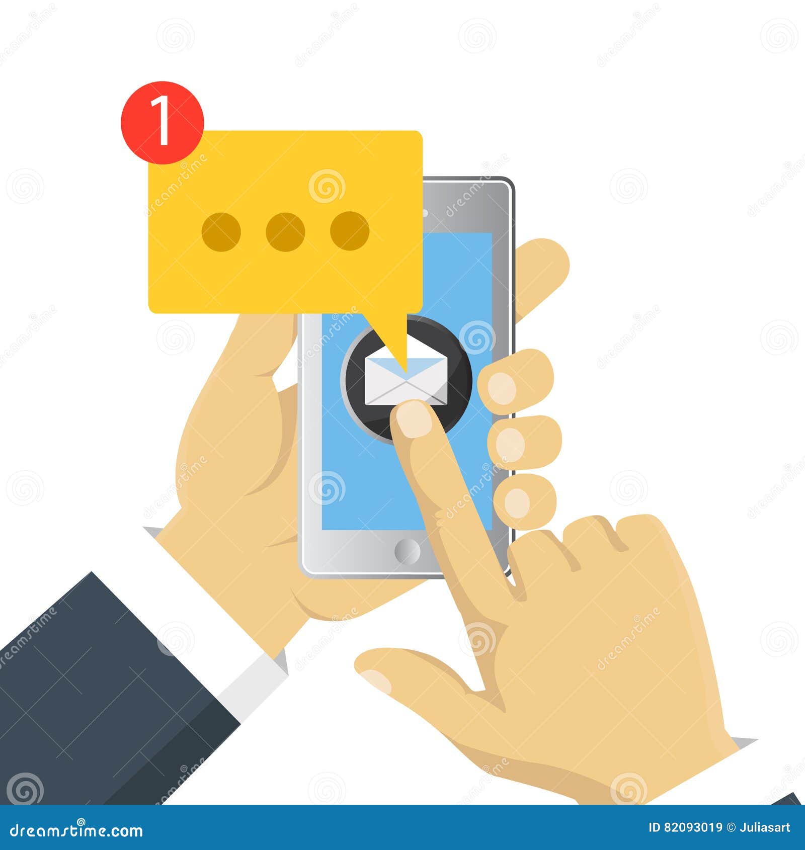 Mobile Messenger Chat, Hands with Smartphone Sending a Message. Stock ...