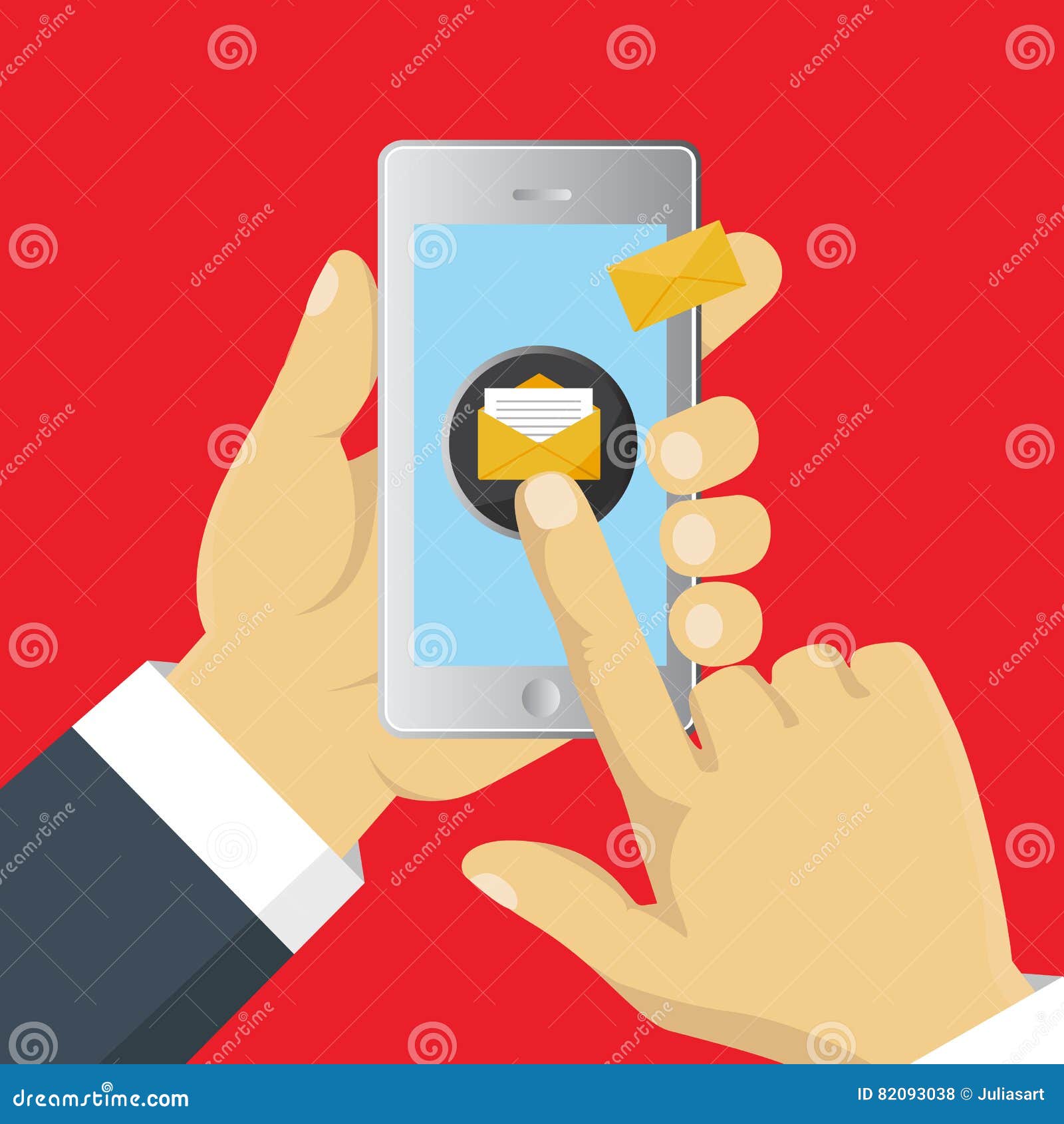 Mobile Messenger Chat, Hands with Smartphone Sending a Message. Stock ...