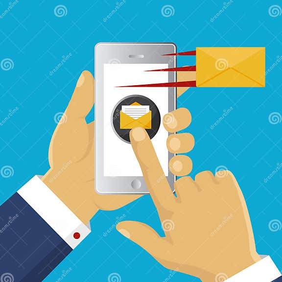 Mobile Messenger Chat, Hands with Smartphone Sending a Message. Stock ...