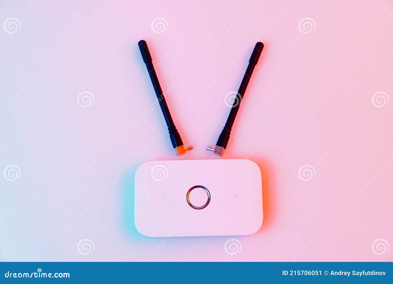 Mobile Modem in Multicolored Lighting. Device Has SIM Card Supported by ...