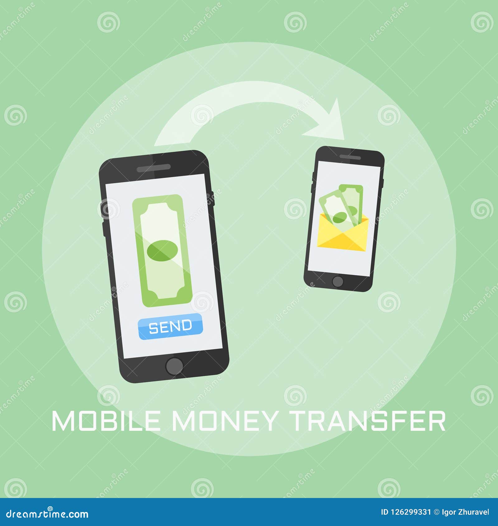 Mobile Money Transfer Colored Vector Illustration Stock Vector ...