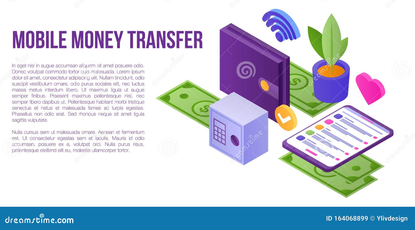 Mobile Money Transfer Concept Banner, Isometric Style Stock Vector ...