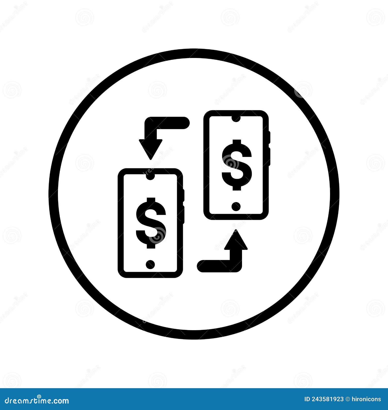 Mobile, Money Transfer Icon. Black Vector Illustration Stock Vector ...