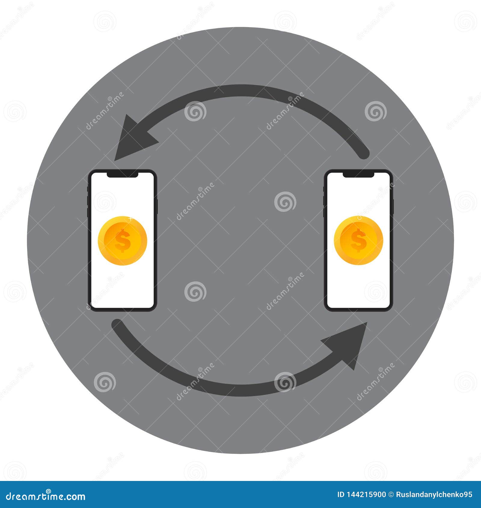 Mobile Money Transfer Vector Concept. the Two Devices Exchange Money ...