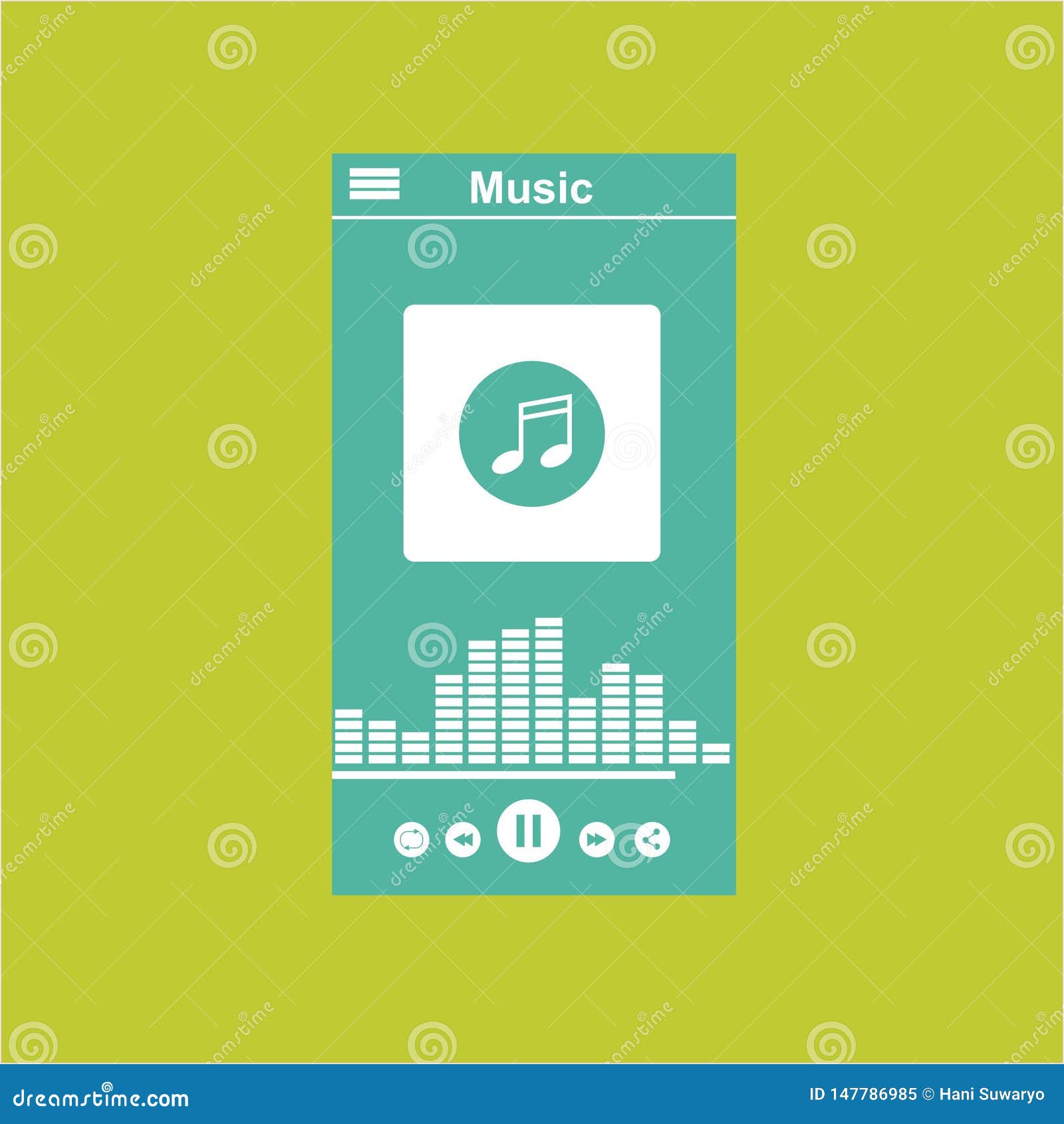 Media Player Application, App Template with Flat Design Style for ...