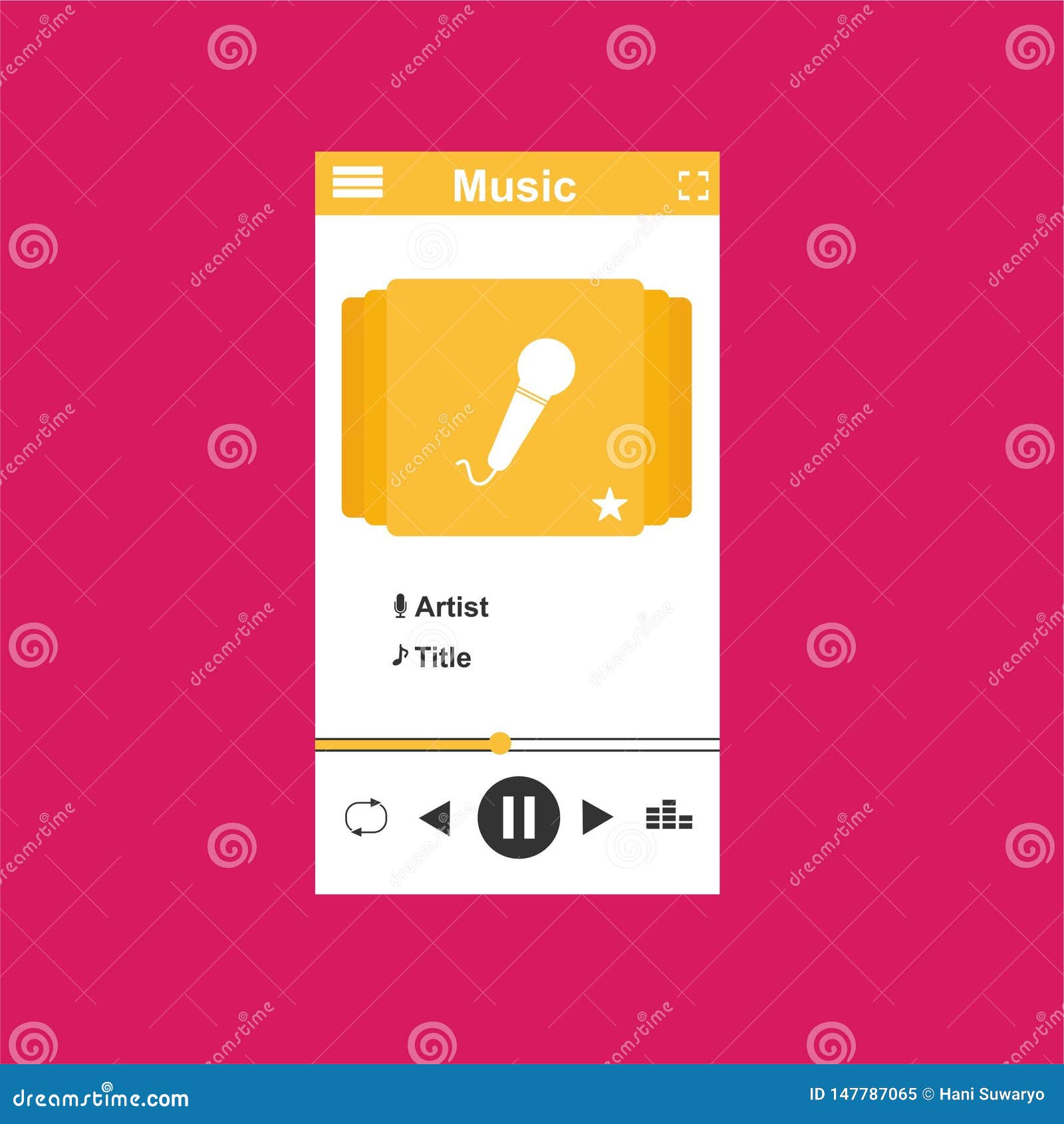 Media Player Application, App Template with Flat Design Style for ...