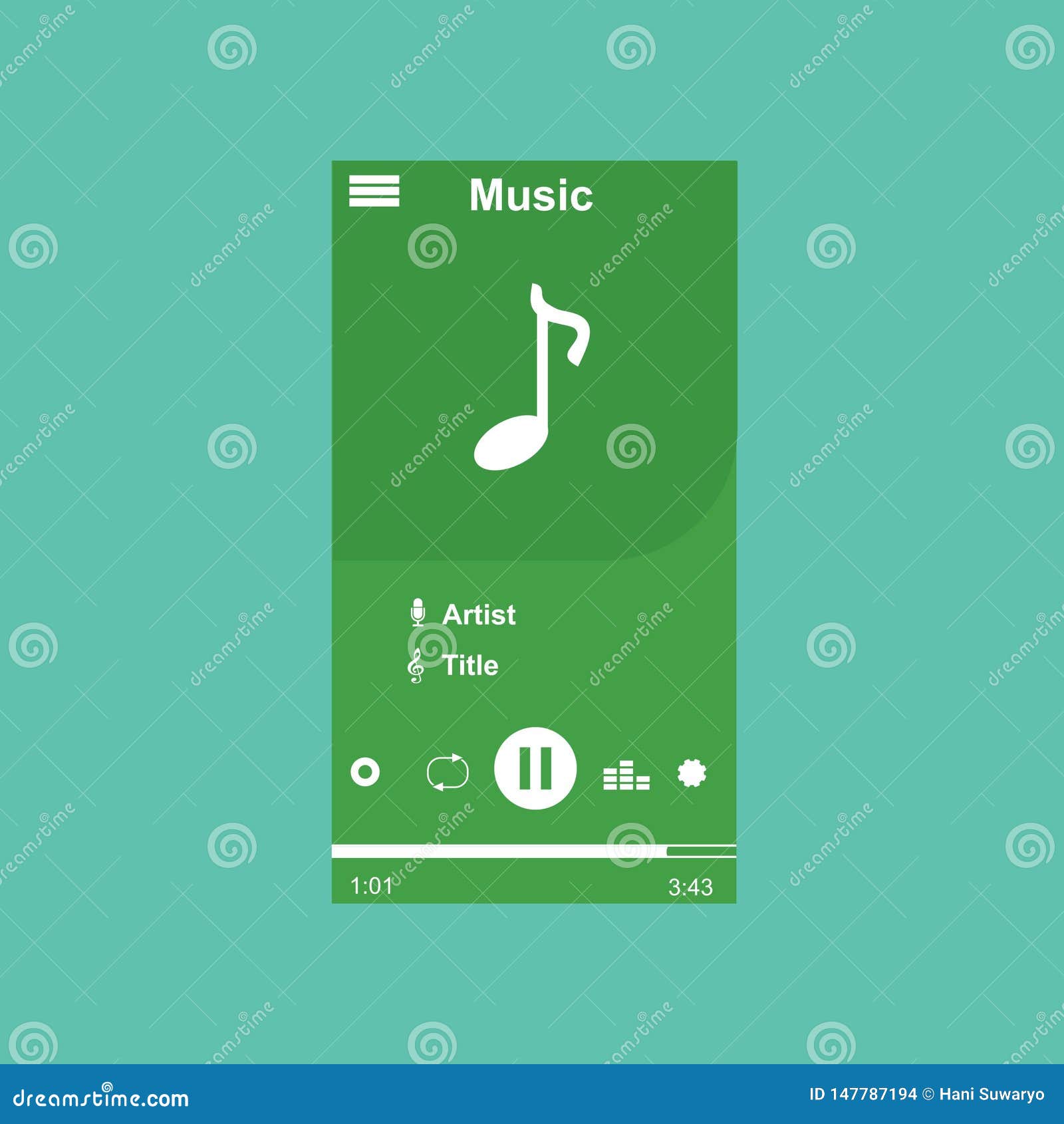 Media Player Application, App Template with Flat Design Style for ...