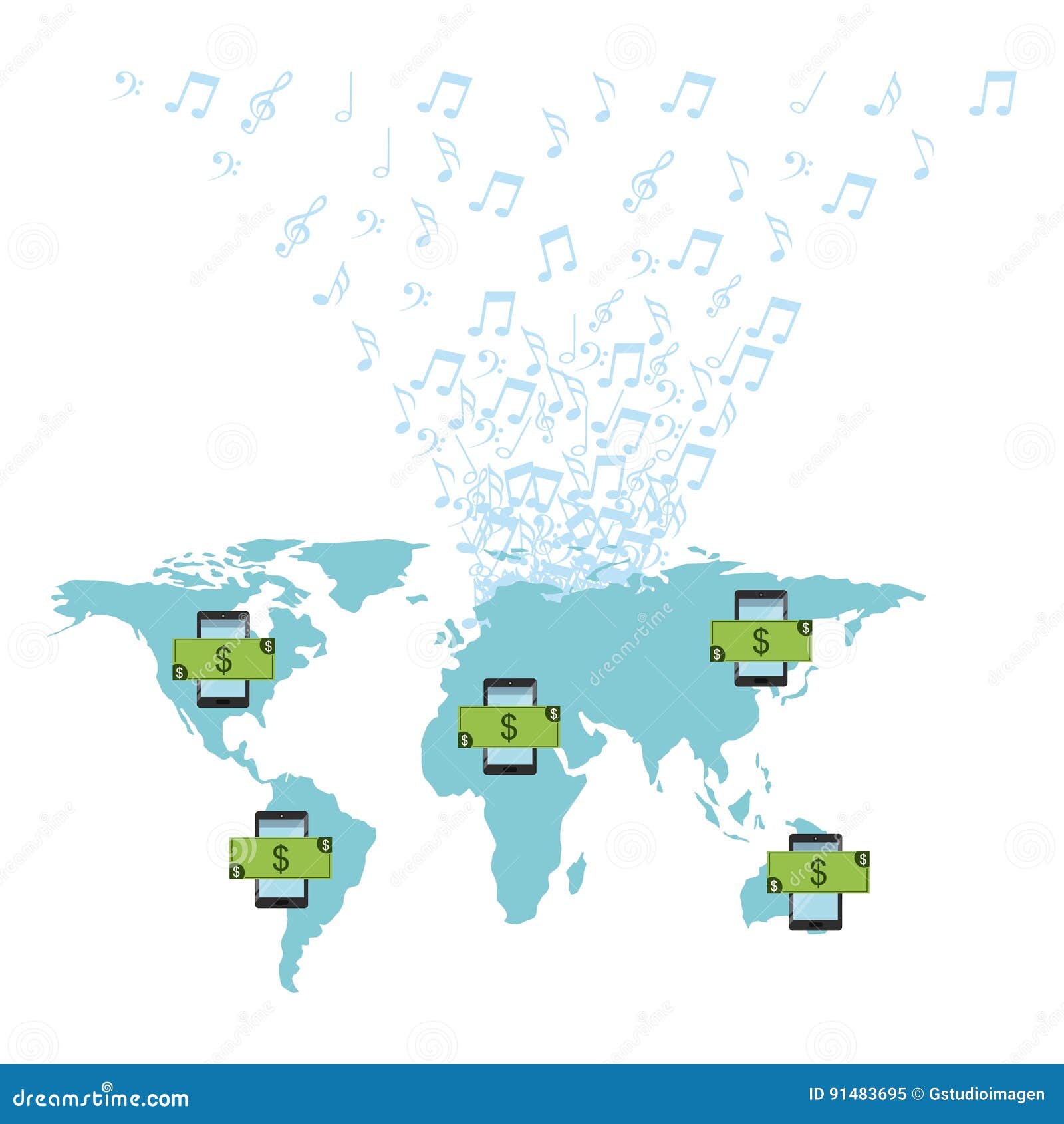 Mobile Music Commerce Online Stock Vector - Illustration of online ...