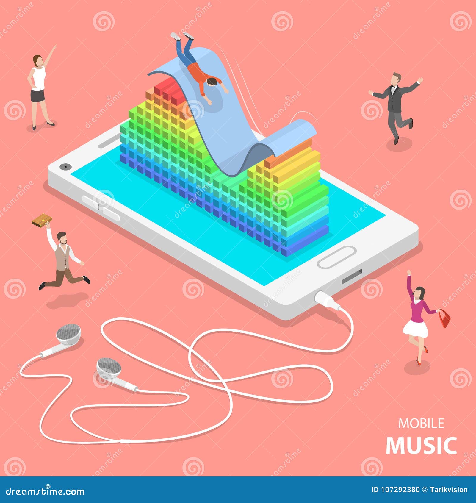 Mobile Music Flat Isometric Vector Concept. Stock Vector - Illustration ...