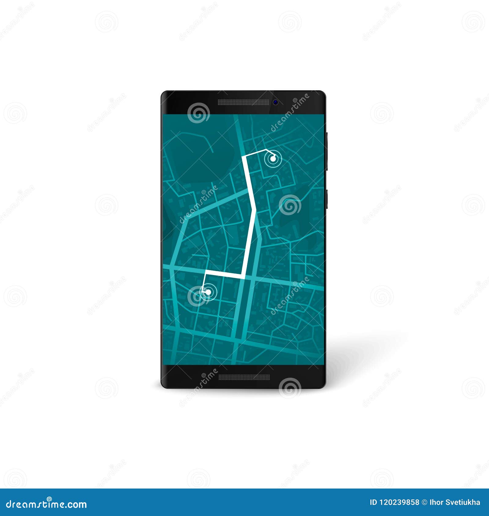 Mobile Navigation App Interface. Map and Gps Navigation Concept. City ...