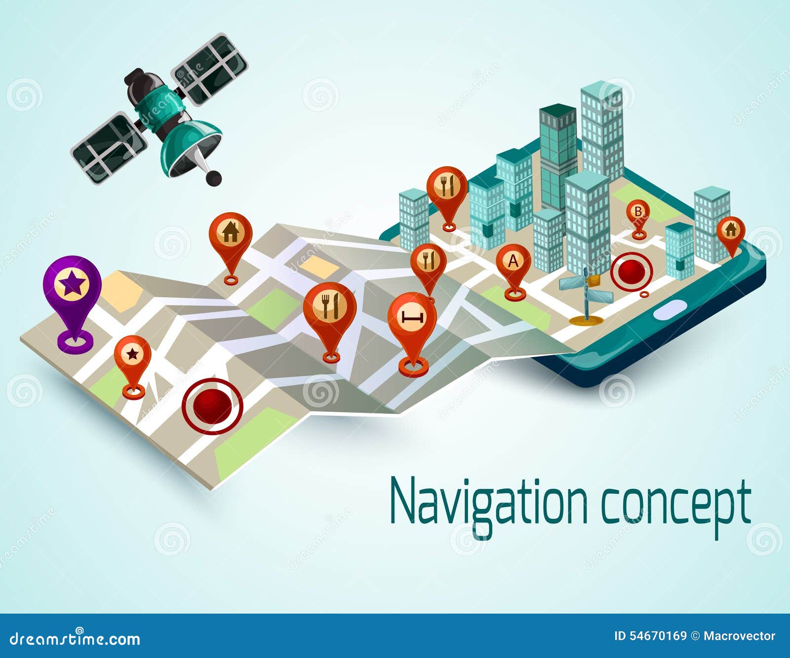 Mobile Navigation Concept stock vector. Illustration of pointer - 54670169