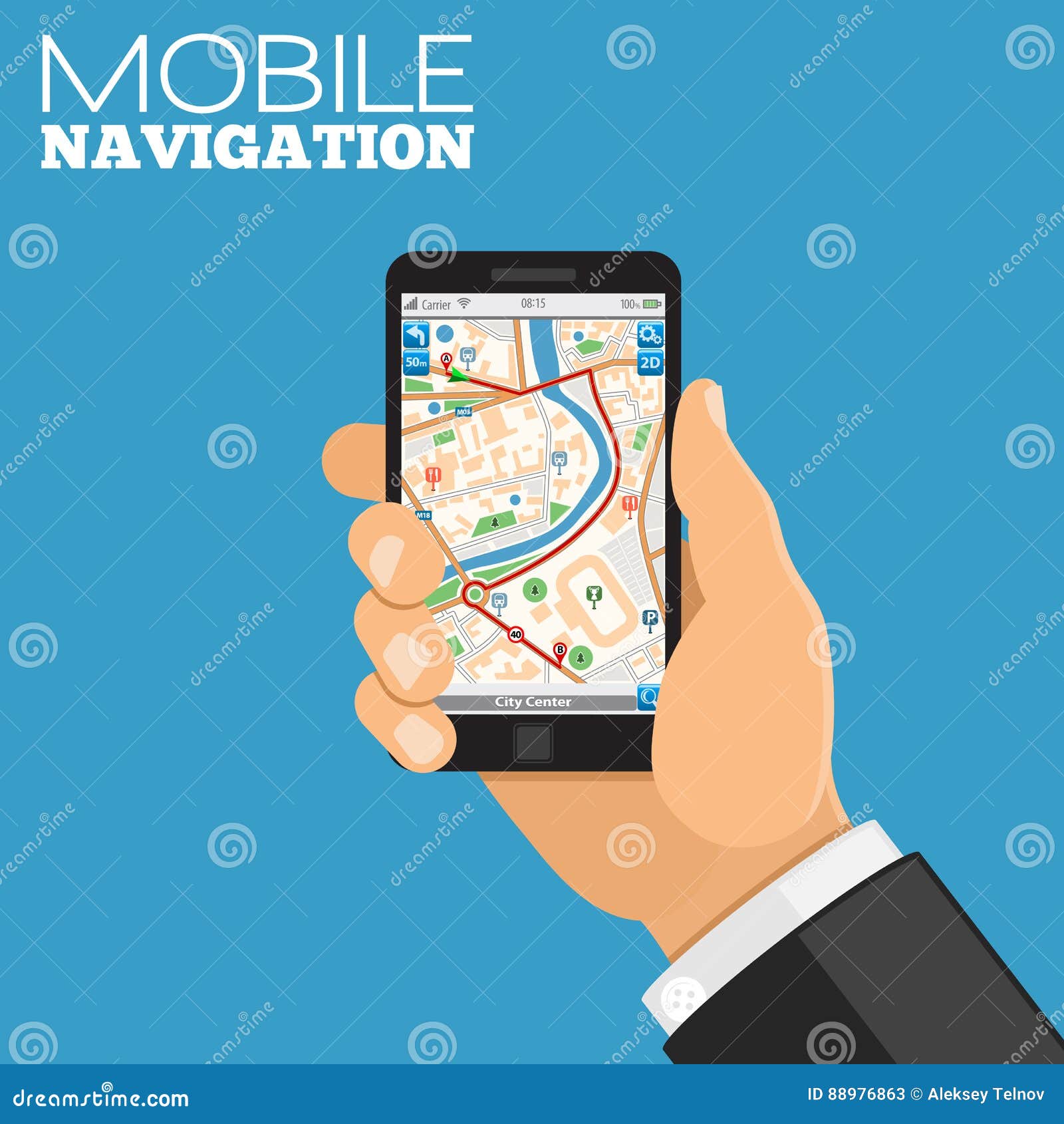 Mobile Navigation Concept stock vector. Illustration of global - 88976863