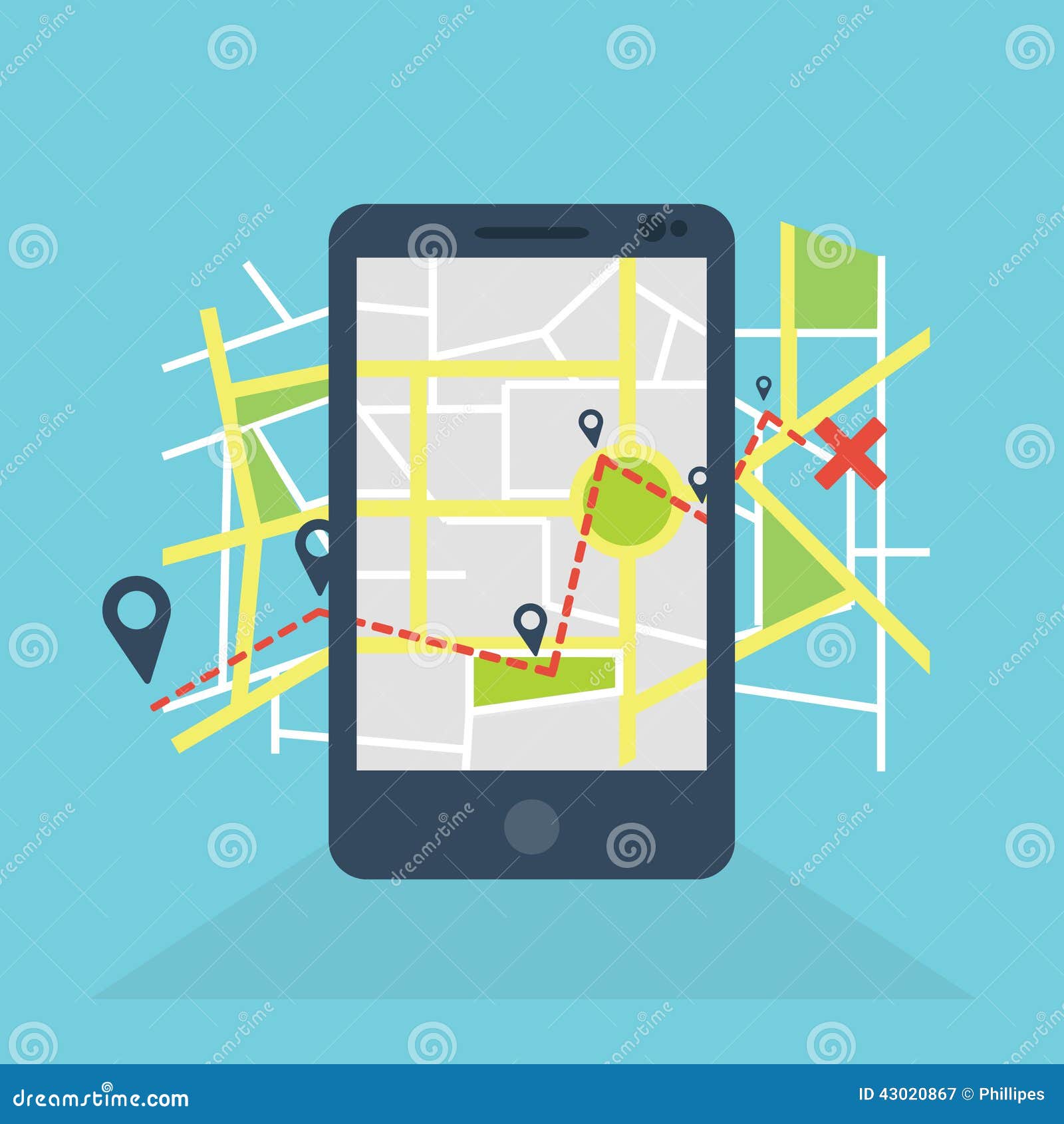 Mobile navigation GPS stock vector. Illustration of element - 43020867