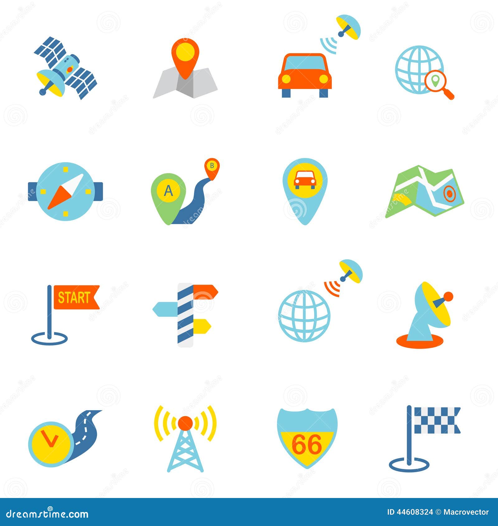 Mobile Navigation Icons Flat Stock Vector - Illustration of marker ...