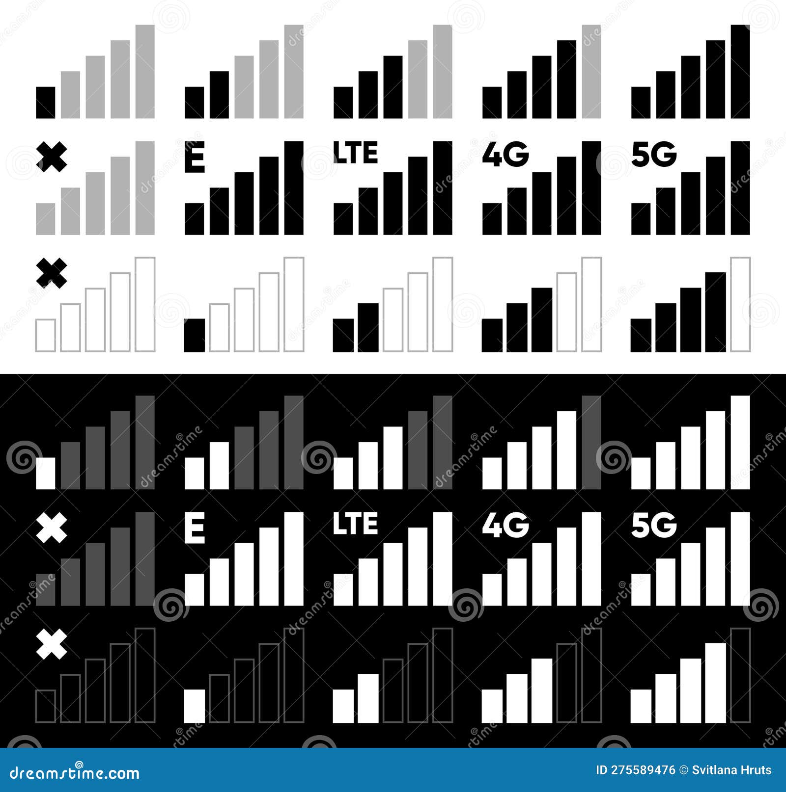 Mobile Network Signal Collection. Mobile Network Strength Icon Set. 3g ...