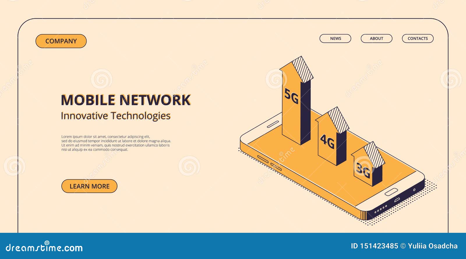 Mobile Network Technologies Concept in Isometric Vector Illustration ...