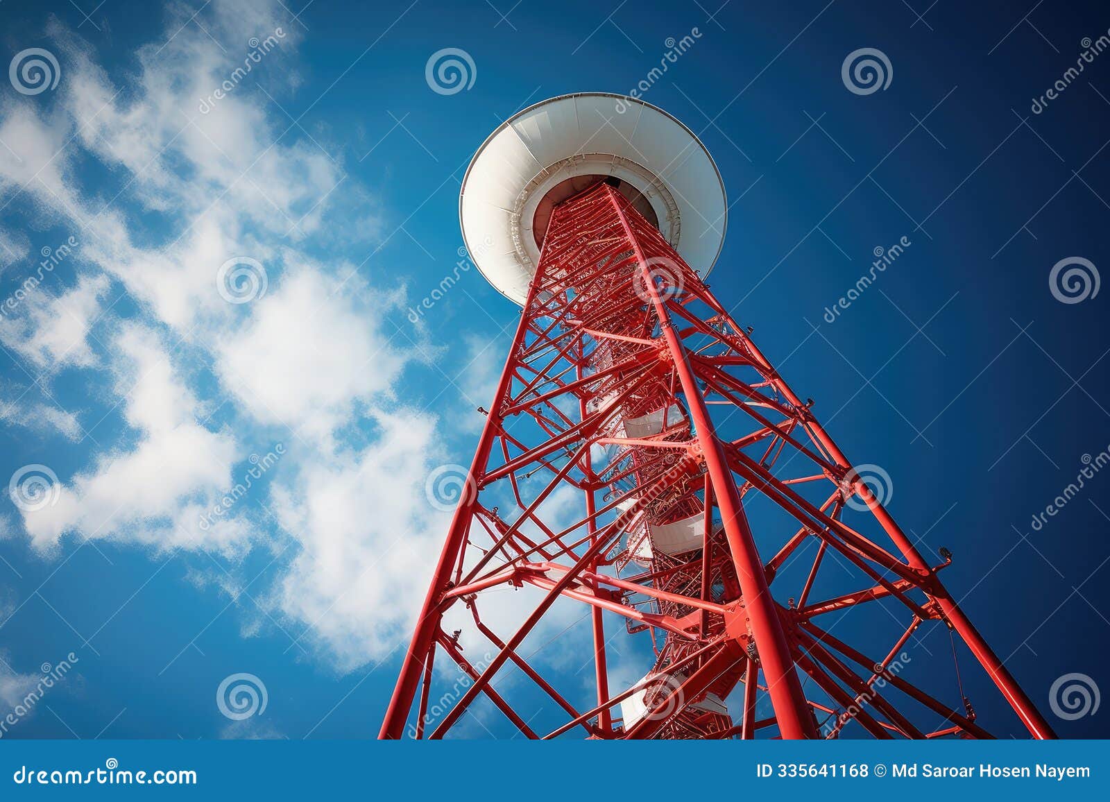 Mobile Network Tower Photo in a Cloudy Sky Stock Illustration ...