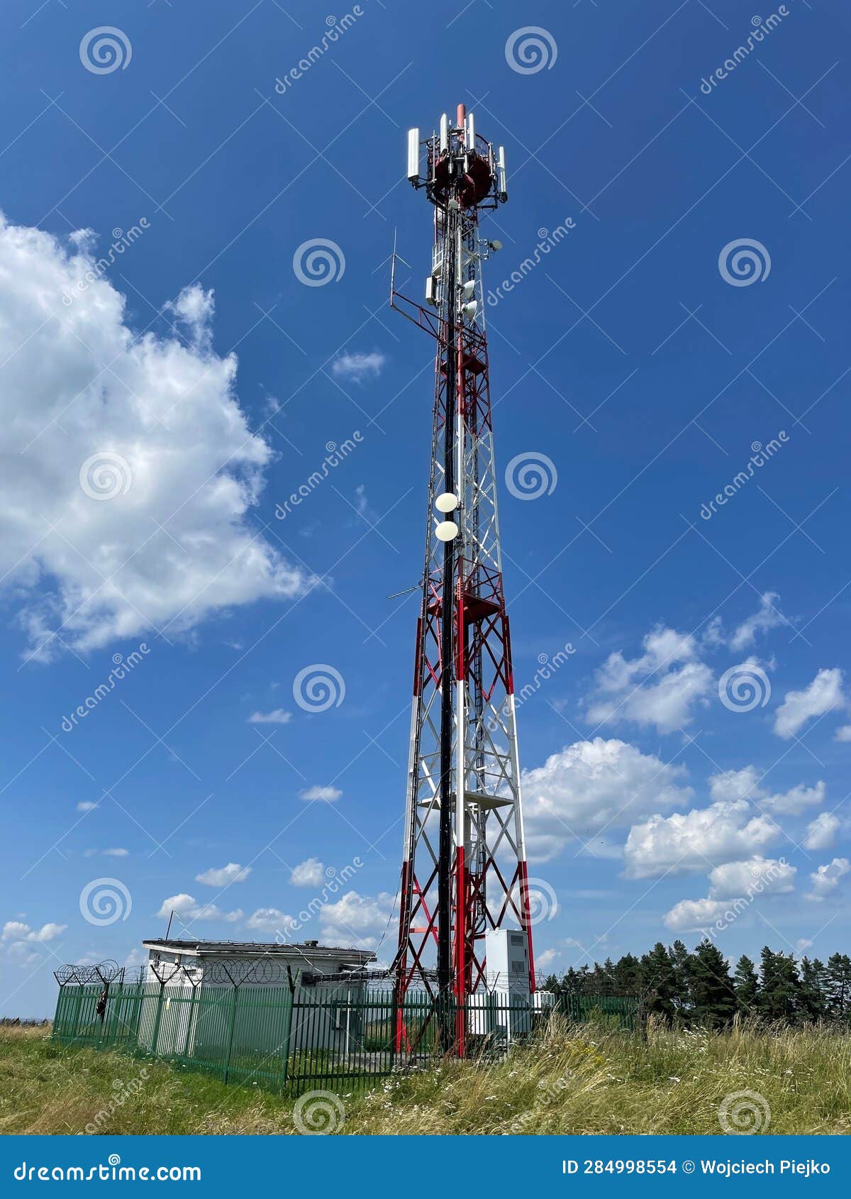 Mobile Network Transmitter Tower on the Hill Stock Photo - Image of ...