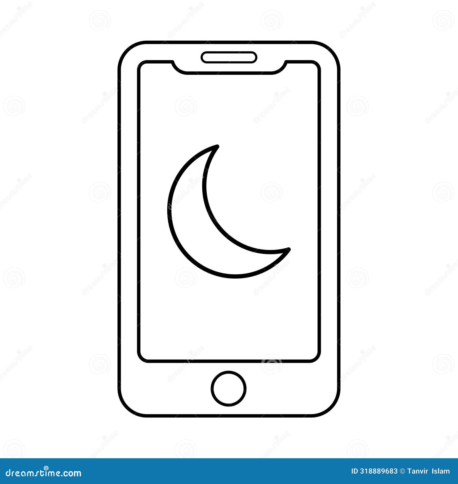 Mobile Night Mode Icon Line Vector Graphics Stock Vector - Illustration ...
